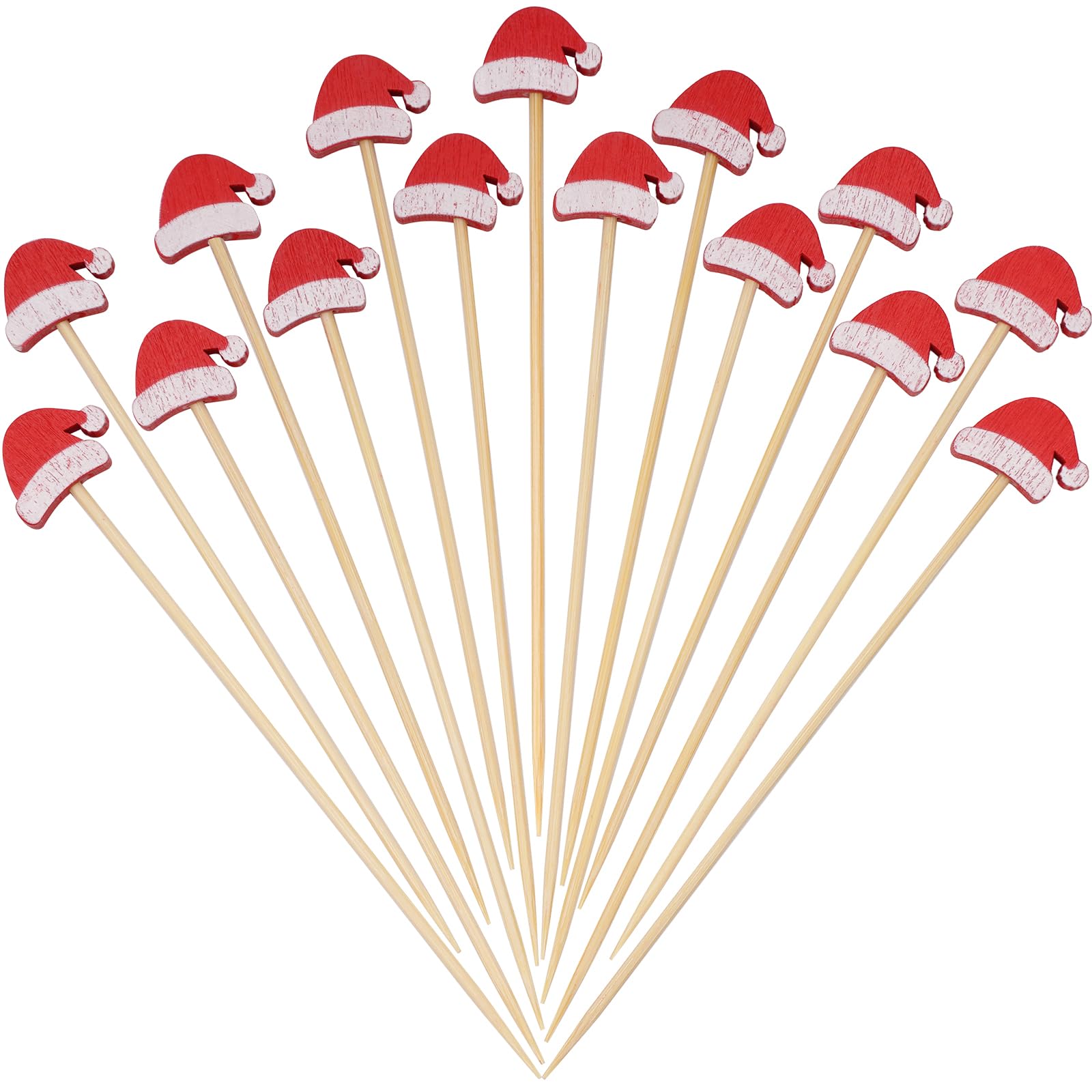 Amazon.com | Minisland Red Christmas Santa Hat Cocktail Picks, 5 Inch ...