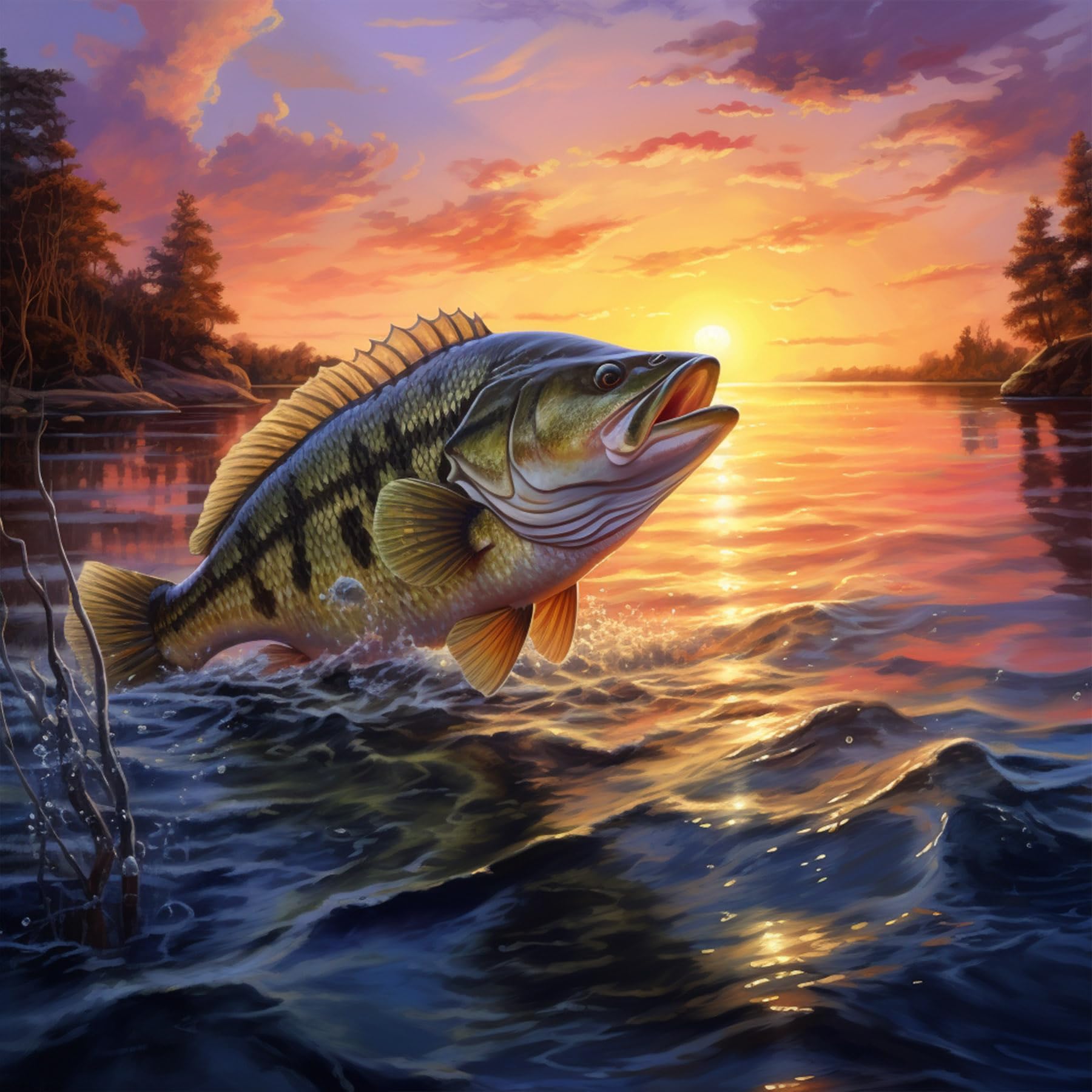 Amazon.com: Bimkole 5D Diamond Painting Kits for Adults Sunset Fish ...