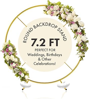 Amazon.com: 7.2FT Round Backdrop Stand - Circle Gold Balloon Arch Frame ...