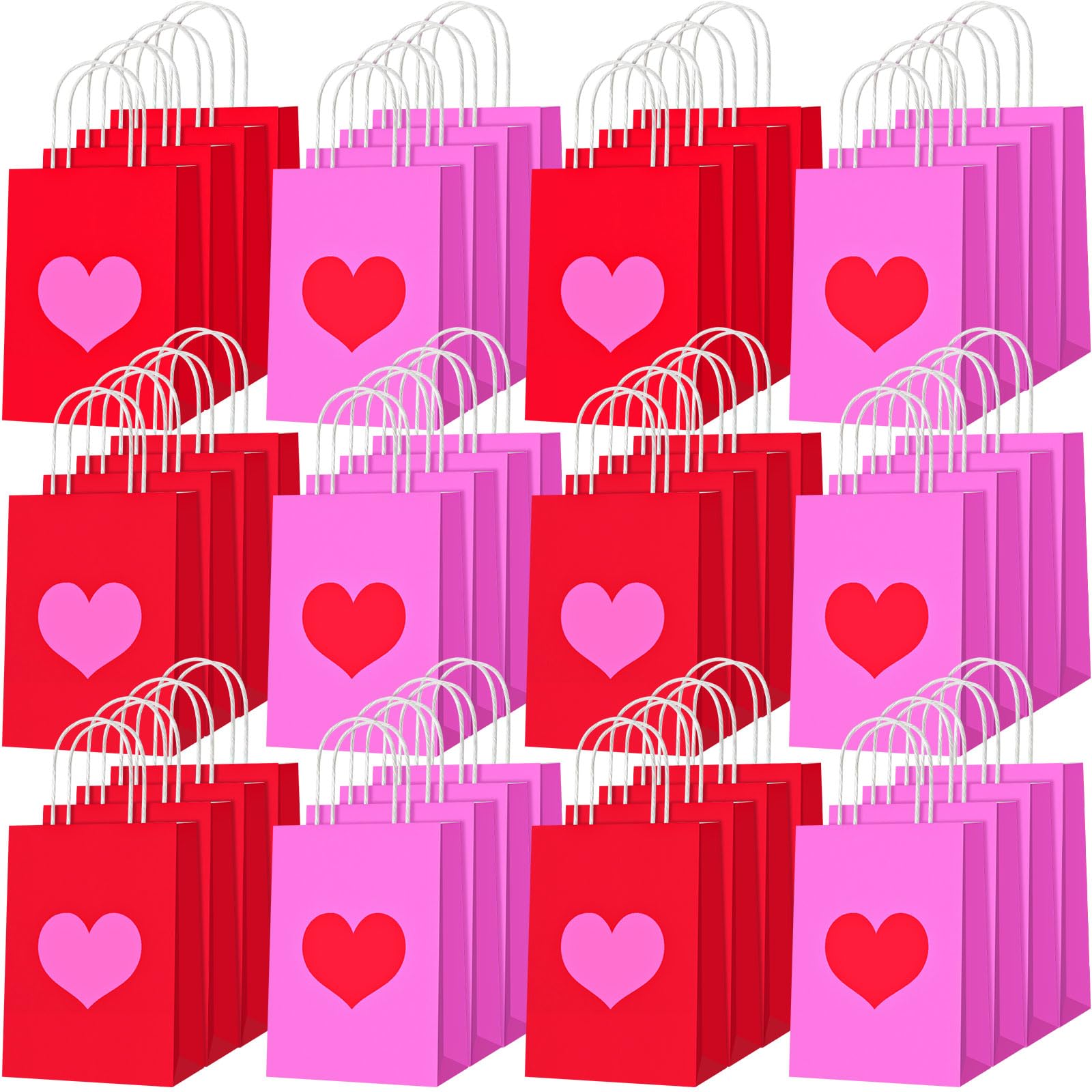 Amazon.com: Engrowtic 48 Pieces Valentine's Day Heart Gift Bags Bulk ...