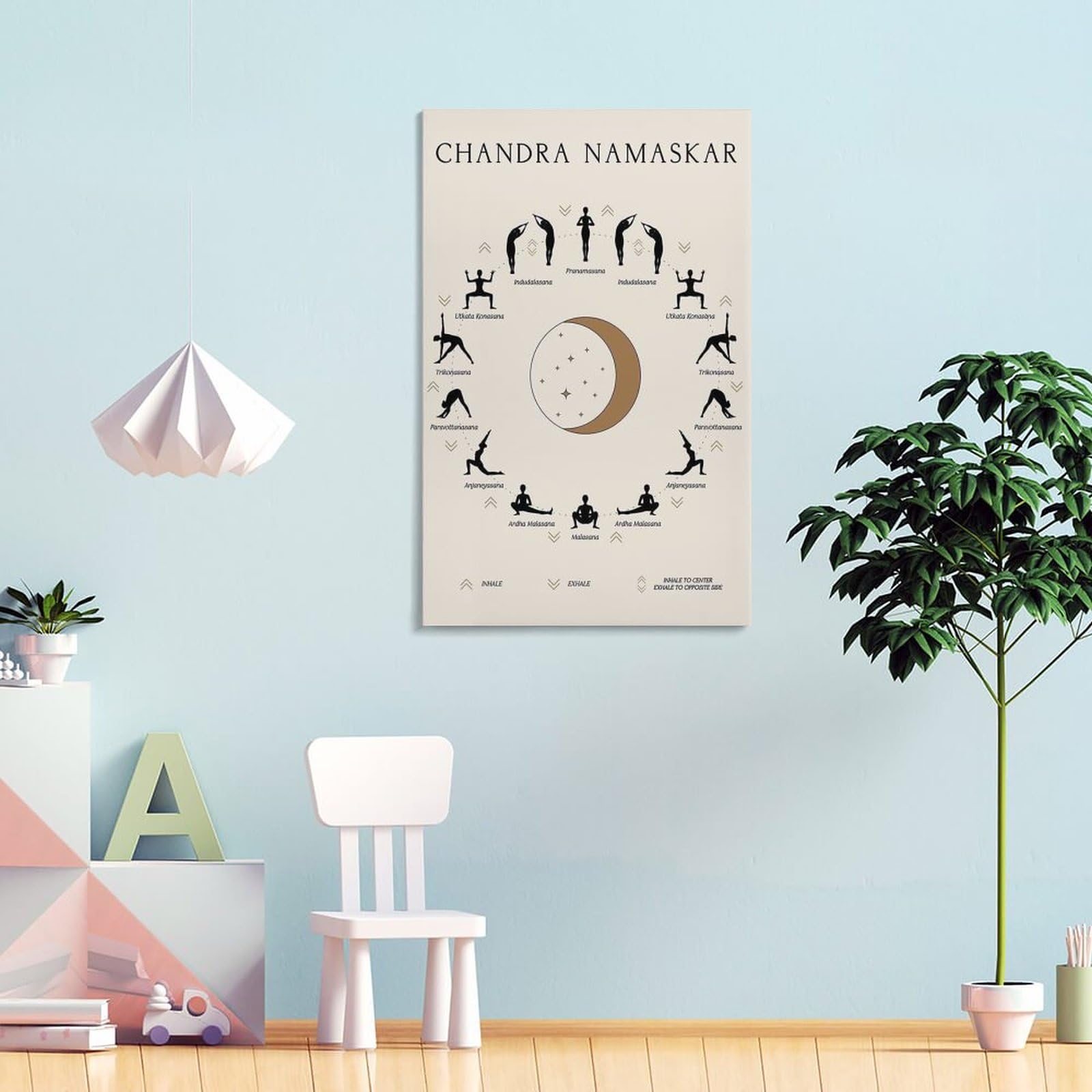 Cuadro Imprimible De Poses De Saludo A La Luna Cuadro Pink