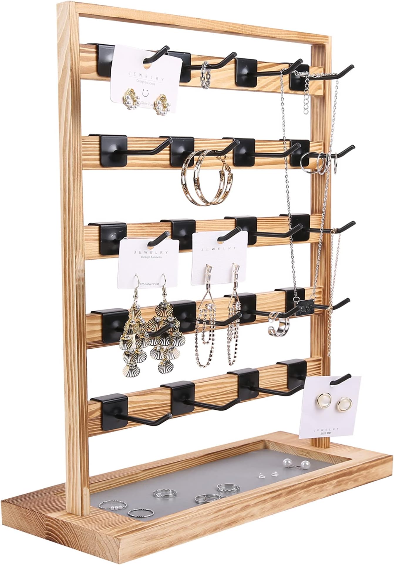 Amazon.com: Ikee Design Free Assemble Wooden Jewelry Display Rack with ...