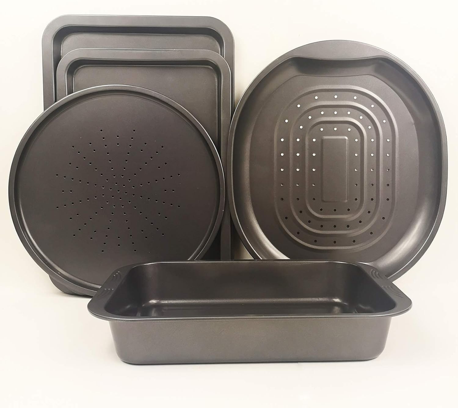 Get Goods Set of 5 Easy Baking Non Stick Oven Tray Sets - Carbon Steel ...