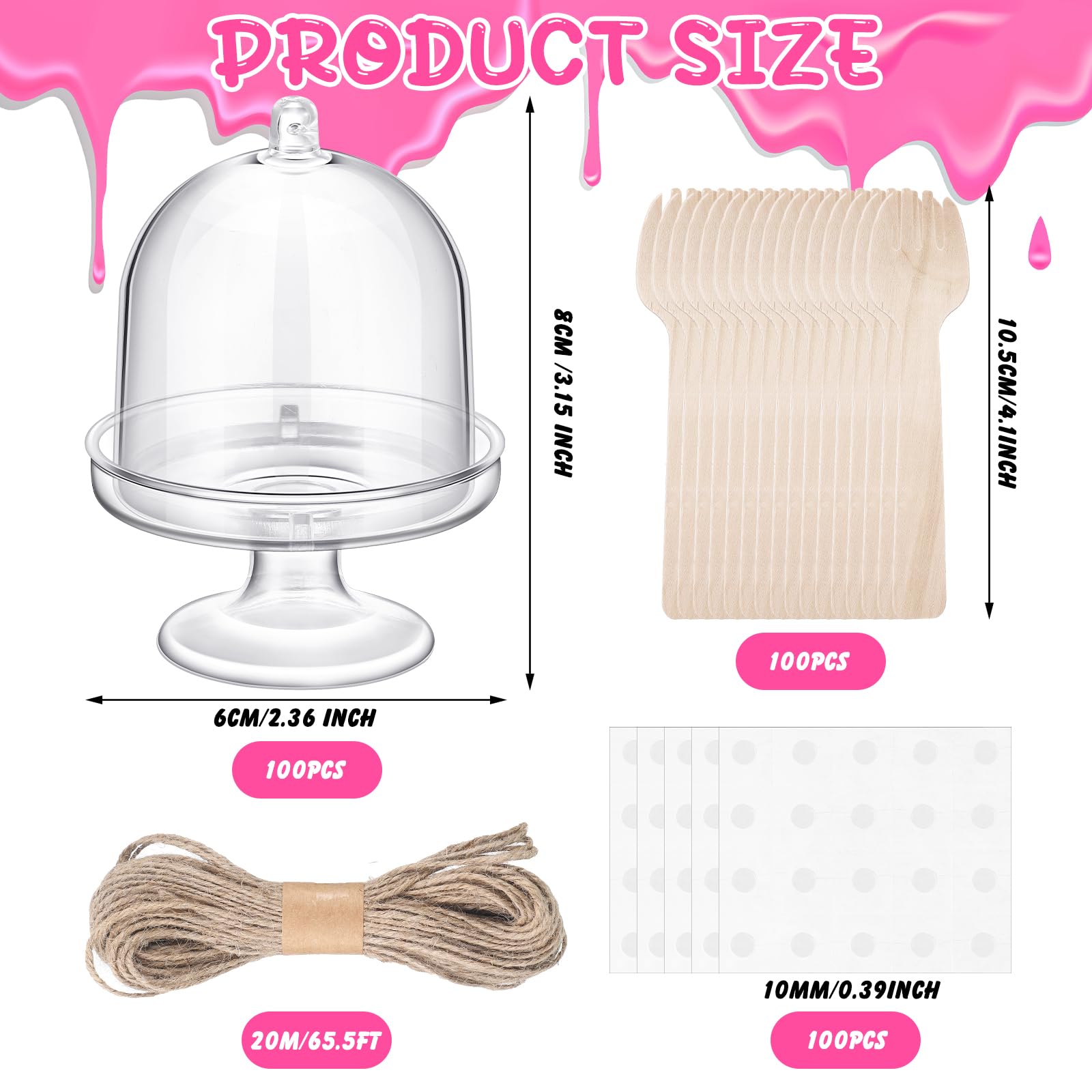 100 Sets Wedding Mini Cake Plate with Lid Cake Plate Disposable ...