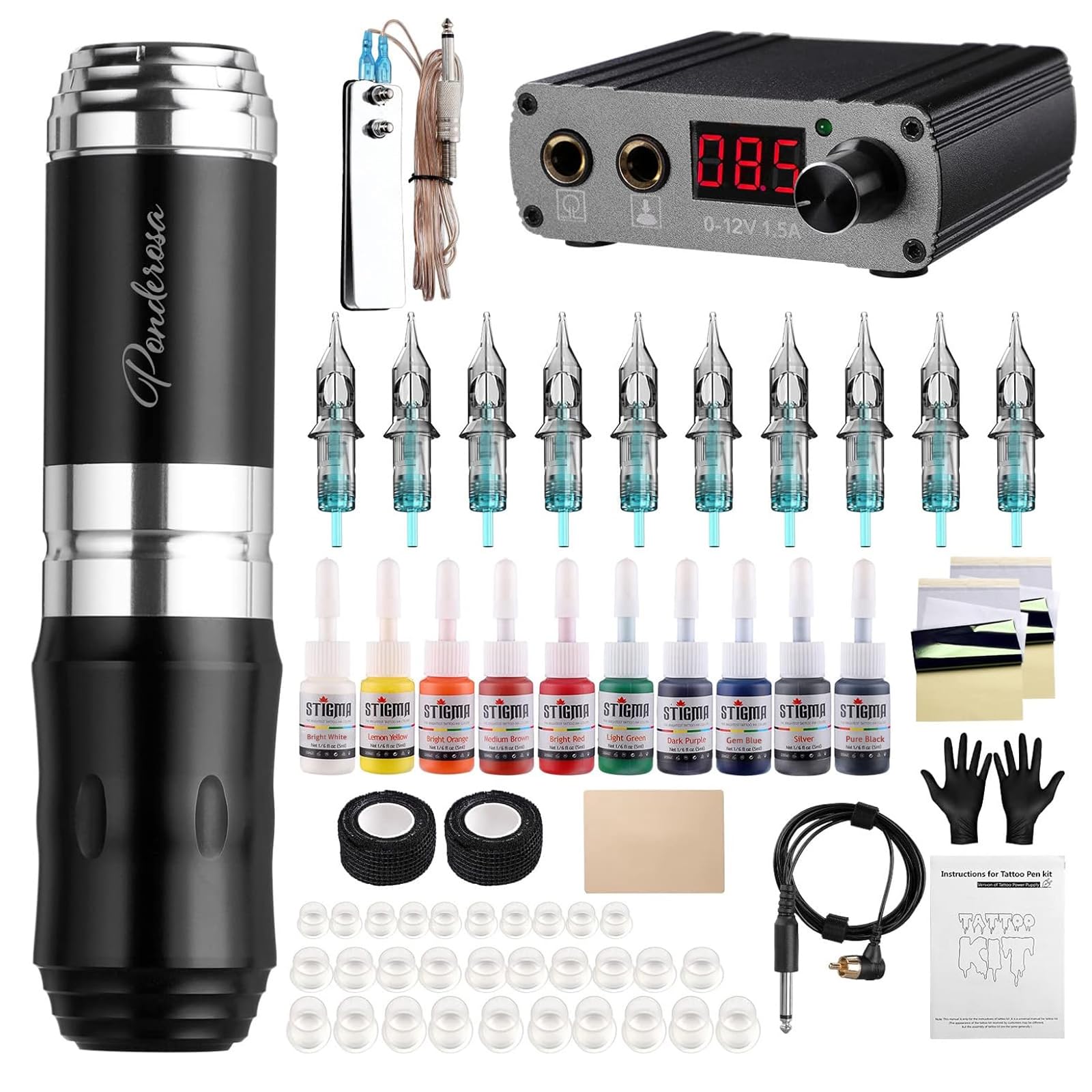 STIGMA Tattoo Machine Kit Complete Rotary Machine Set Tattoo Pen with ...