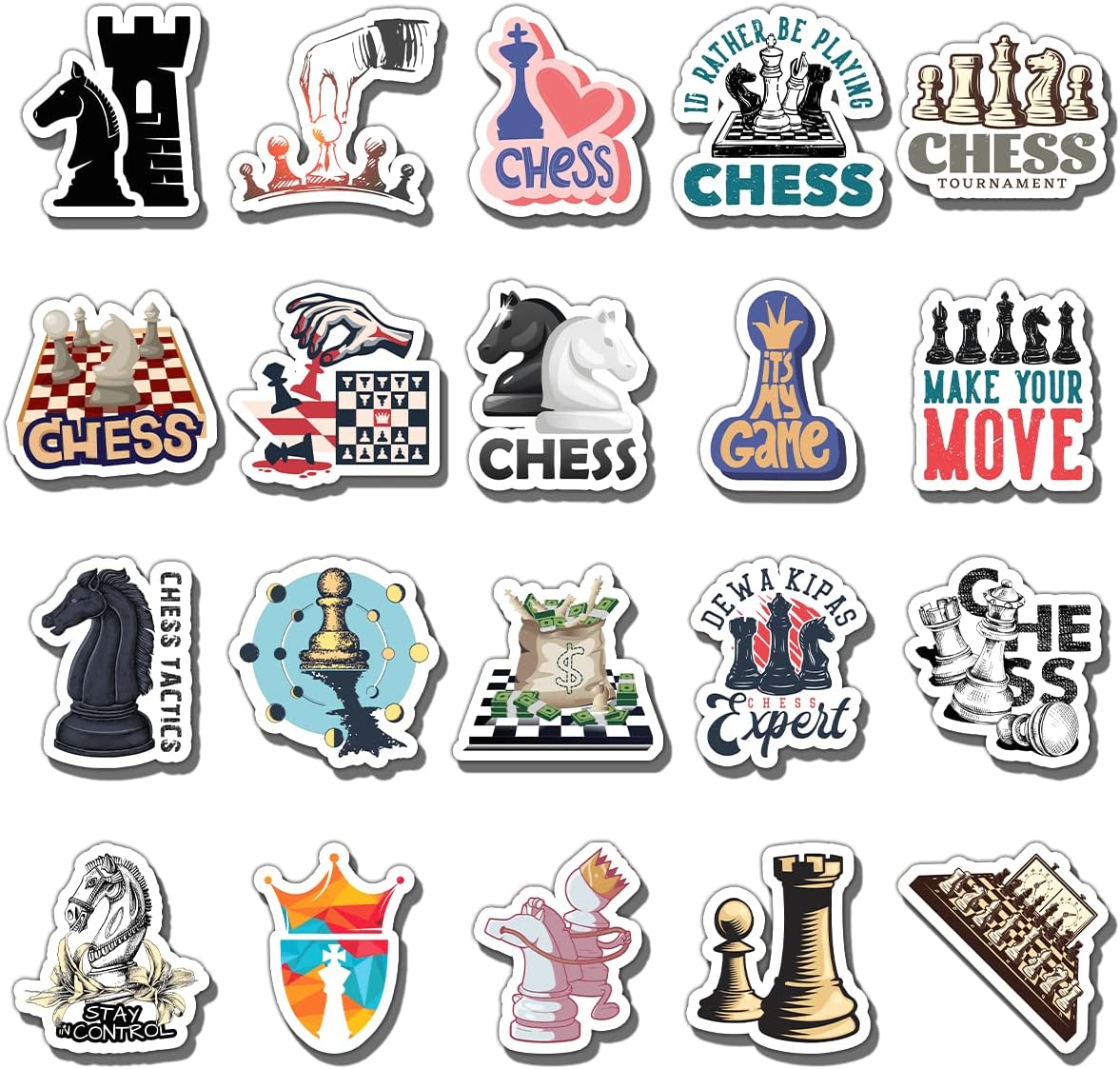 Amazon.com: GOLEEX Pack 20 Pcs Chess Game Sticker Print Waterproof Vinyl Decals Design for ...