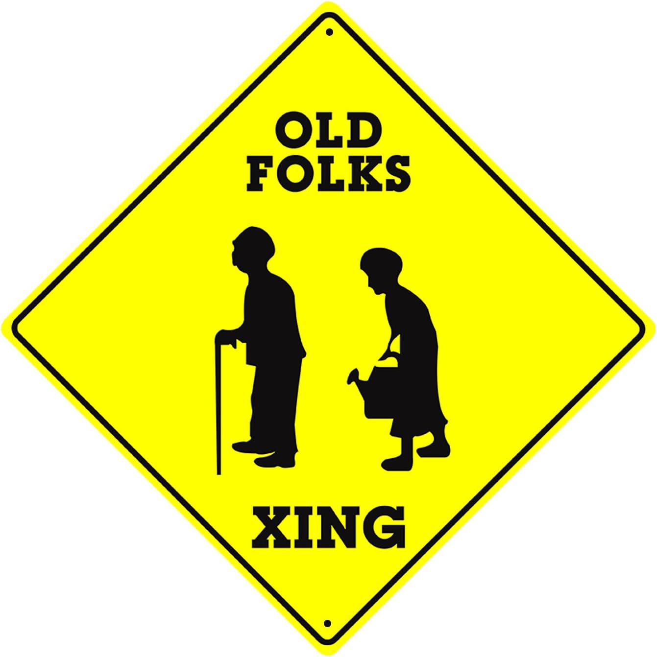 Amazon.com: Old Folks Xing Funny Elderly Road Crossing Aluminum Metal ...