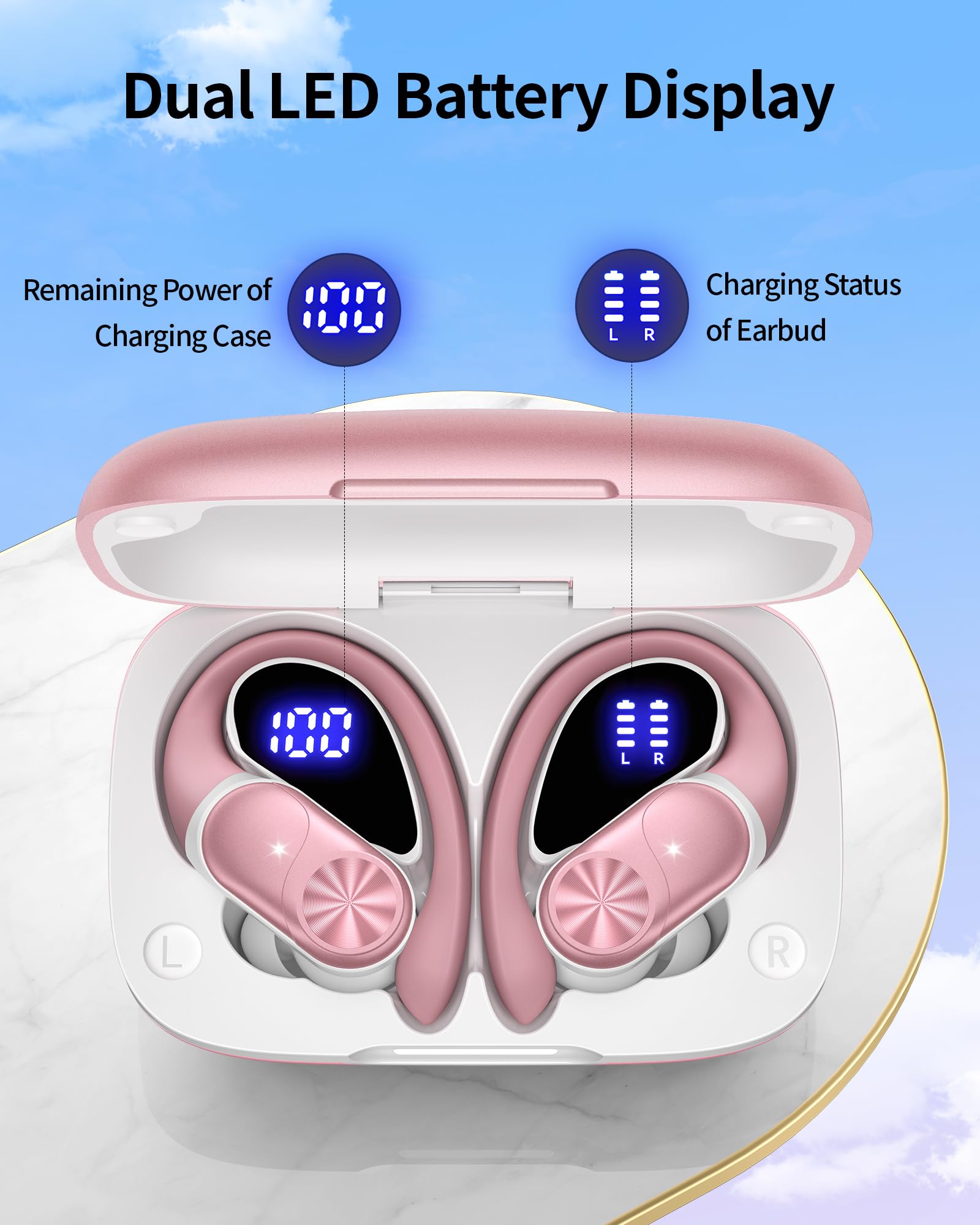Snapklik.com : Over Ear Bluetooth Headphones Sports Earbuds Waterproof ...