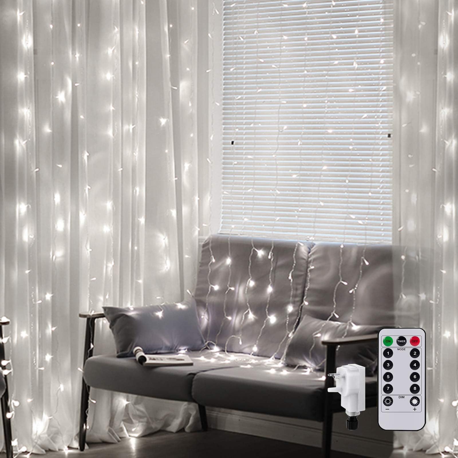 2M x 2M Window Curtain Lights Plug In Backdrop Curtain Lights for Room ...