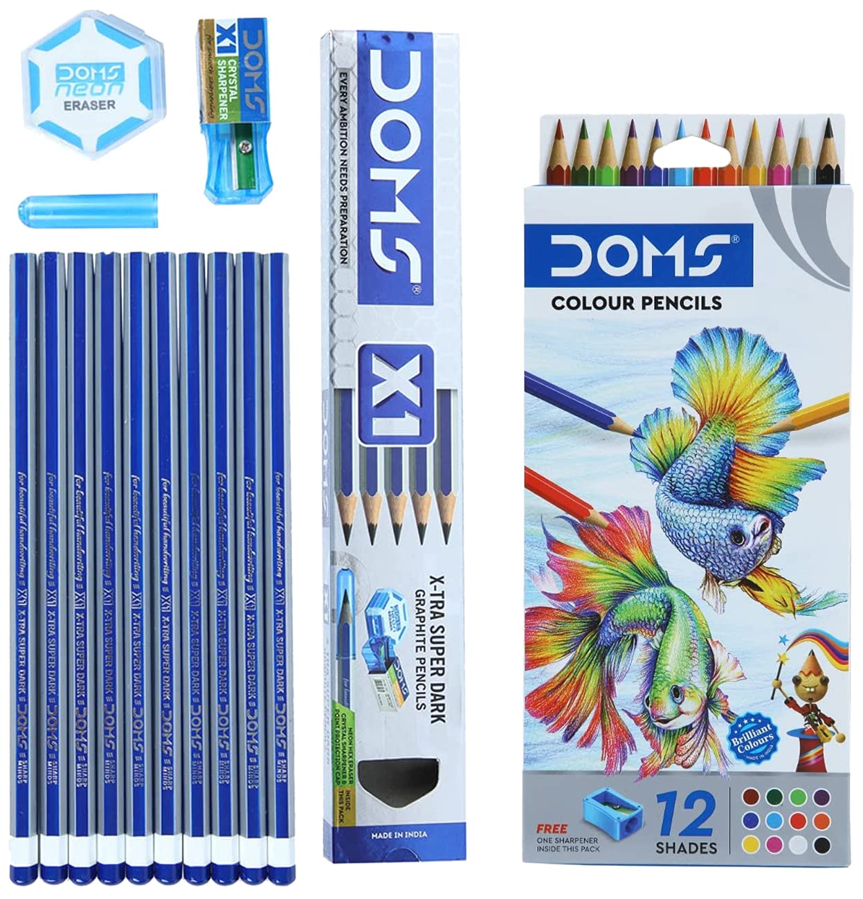 Doms 12 Shade Round Shaped Color Pencils (Set of 2, Multicolor) X1 ...
