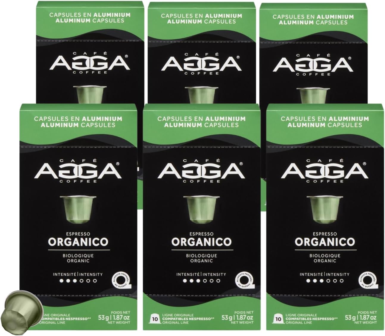 Café Agga - Organico Coffee Capsules - Light/Medium Roast Espresso ...
