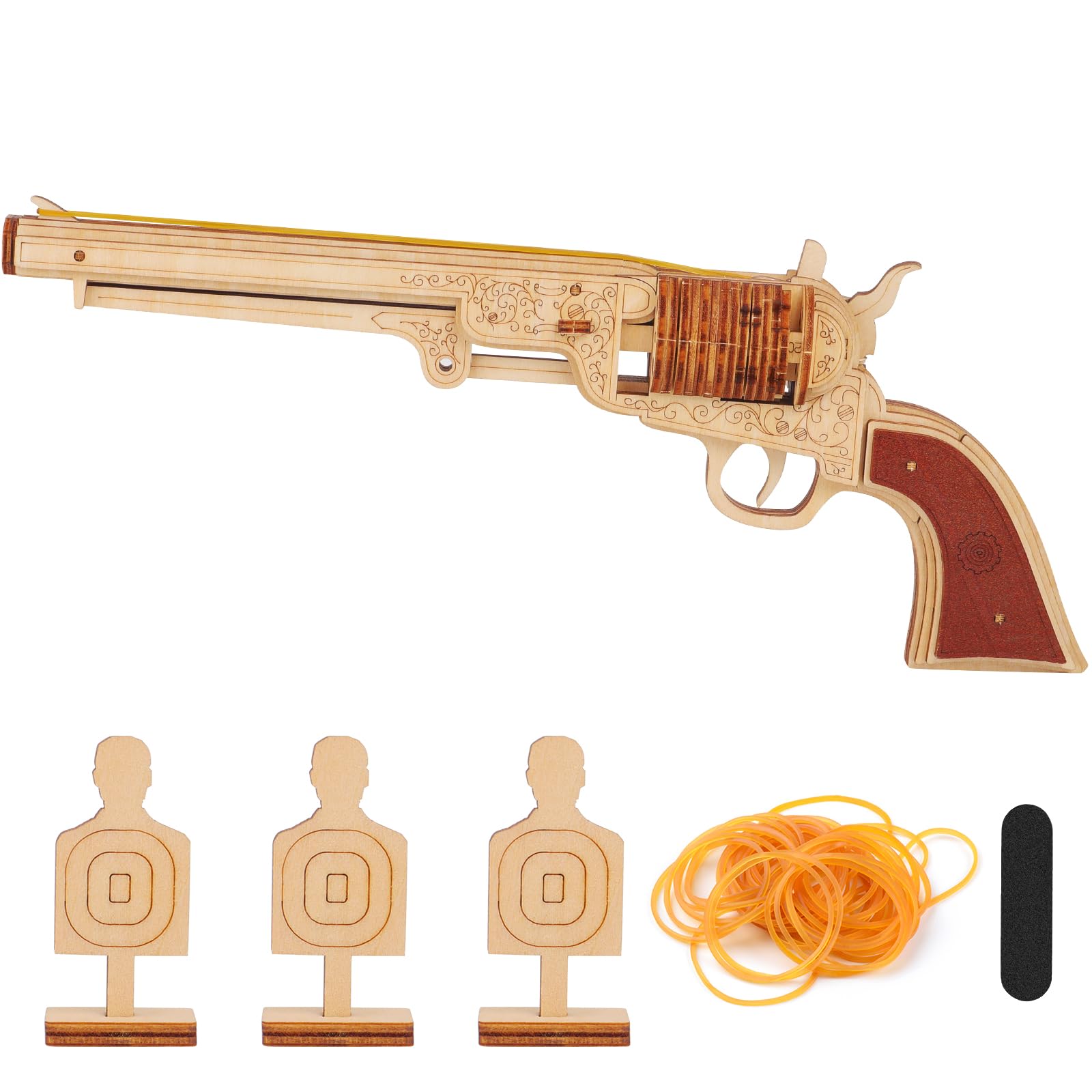 Amazon.com: Wooden 3D Puzzles for Adults - Cool Rubber Band Gun Gifts ...