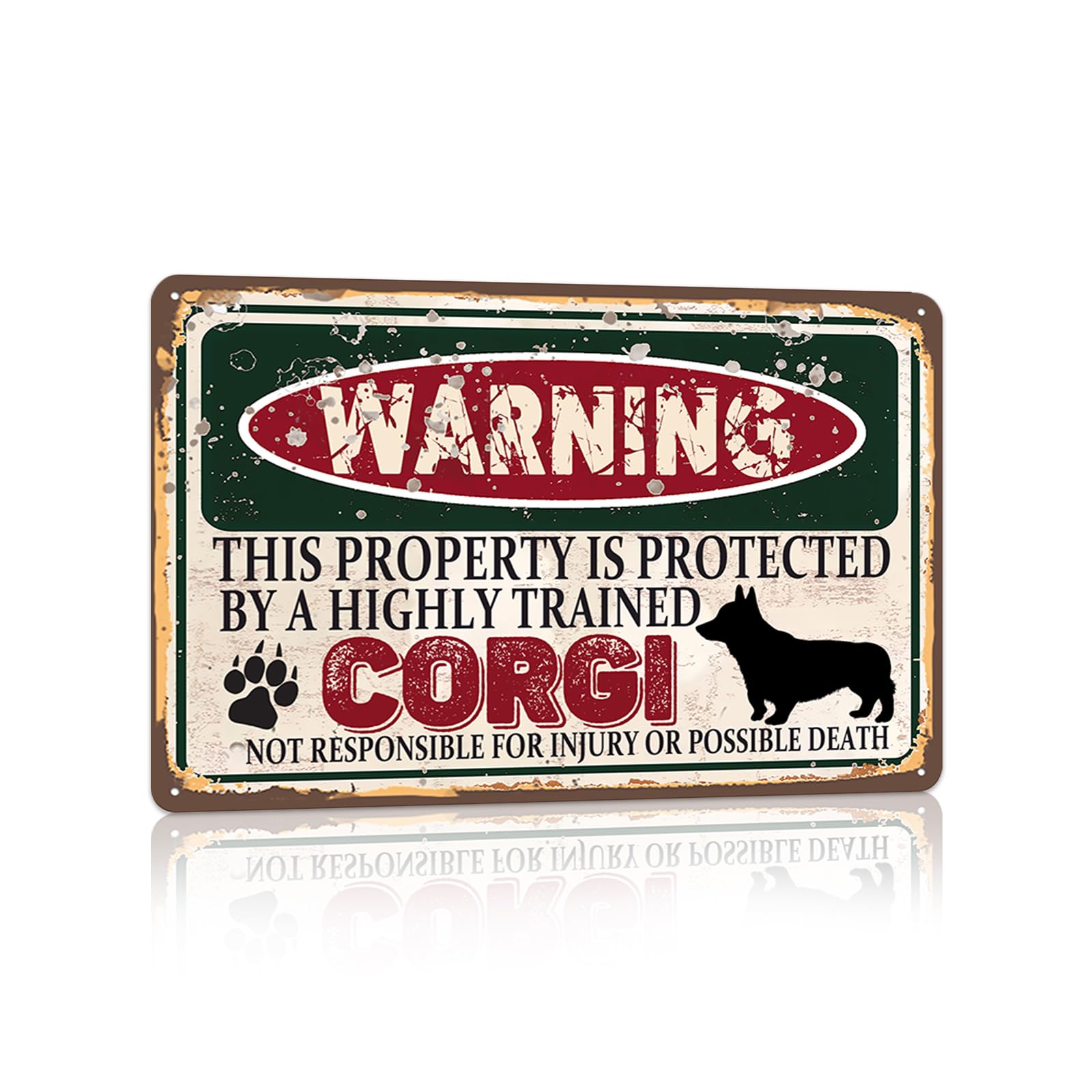 Amazon.com: RCXsigns Vintage Corgi Metal Sign， Warning this property is ...