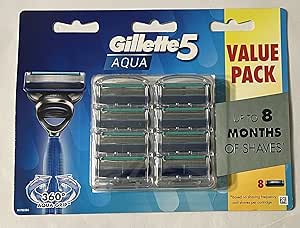 Gillette 5 Aqua 360 Aqua Grip Value Pack of 8 cartridge : Amazon.com.au ...