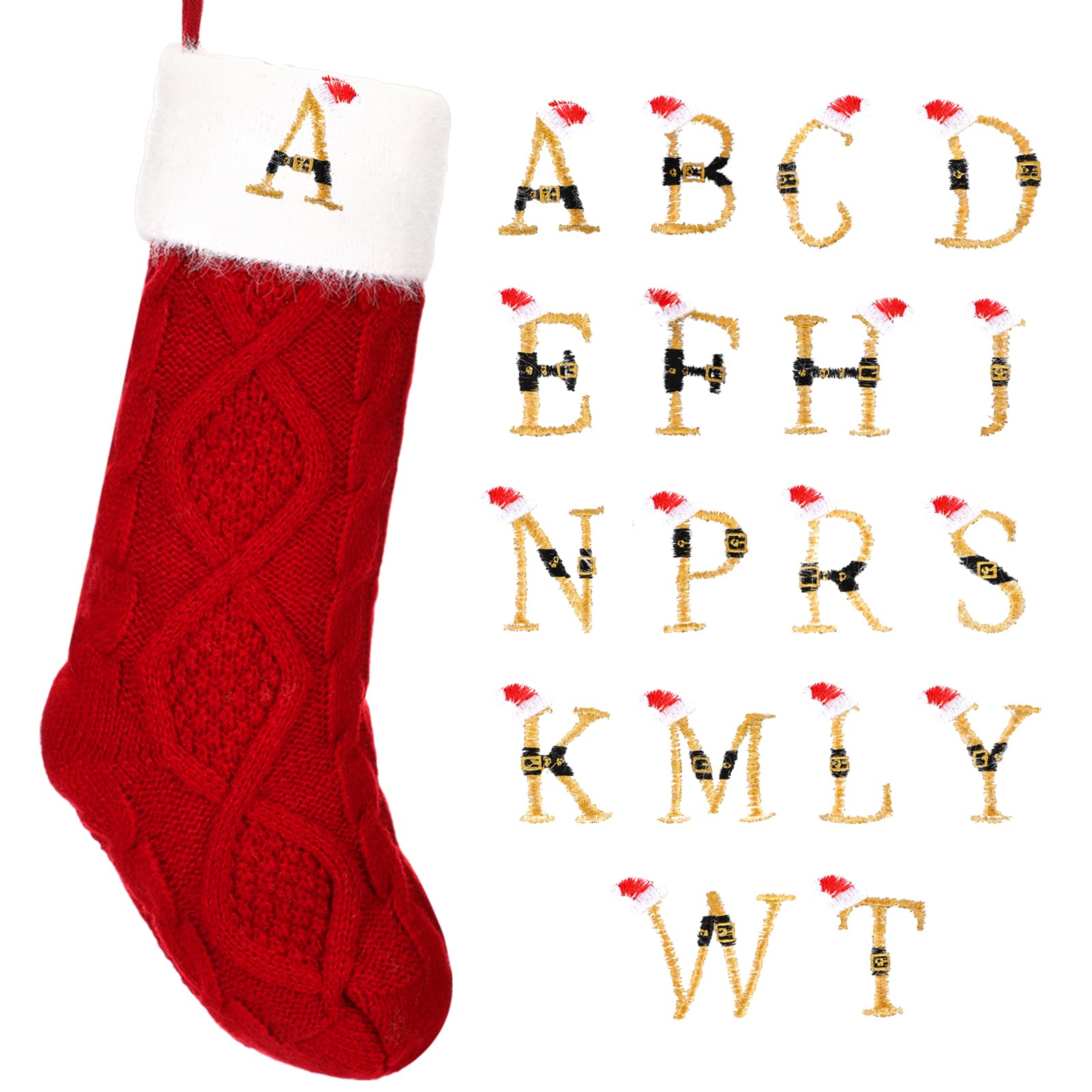 Amazon.com: Poen Christmas Stockings with Initials 18 Inches Large Red ...