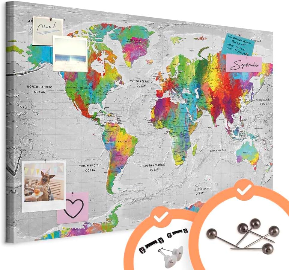 Personalised Pin Board World Map - Made Of Composite With Frame 105 X ...