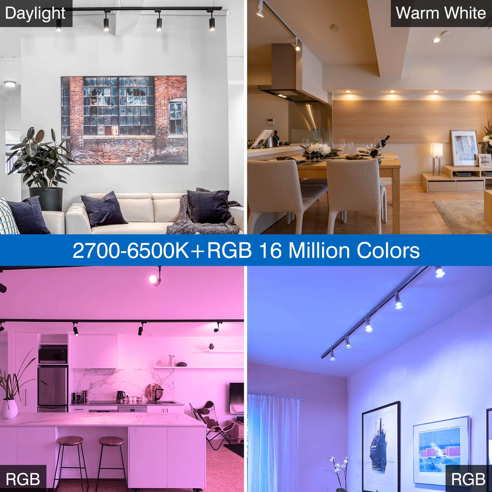 LUXFACT GU10 Smart LED Bulb - 5W (50W Equivalent) RGBCW Color Changing ...