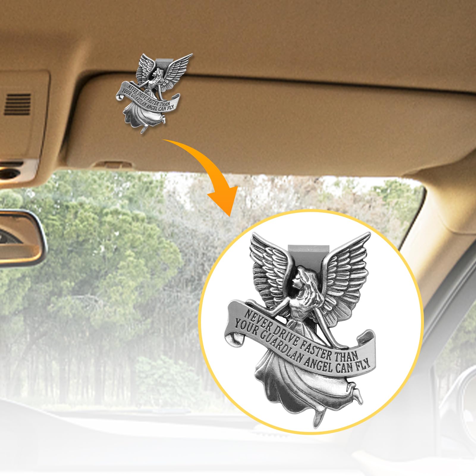 Visor Clips For Cars Travel Angel Visor Clip – Engraved Stainless Steel ...