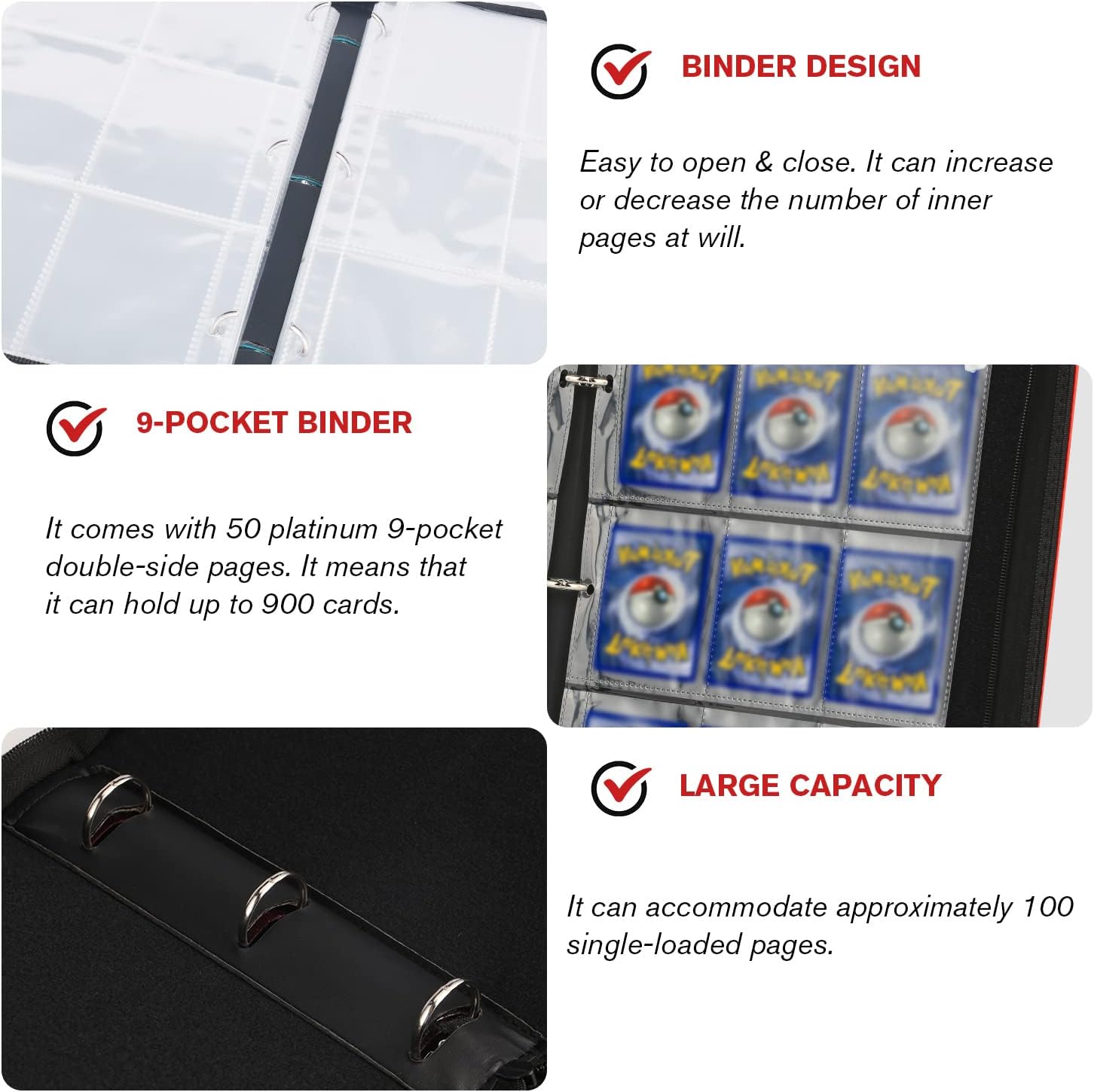 Trading Card Binder with 50 Removable Sleeves, 900 Pockets, Cards ...