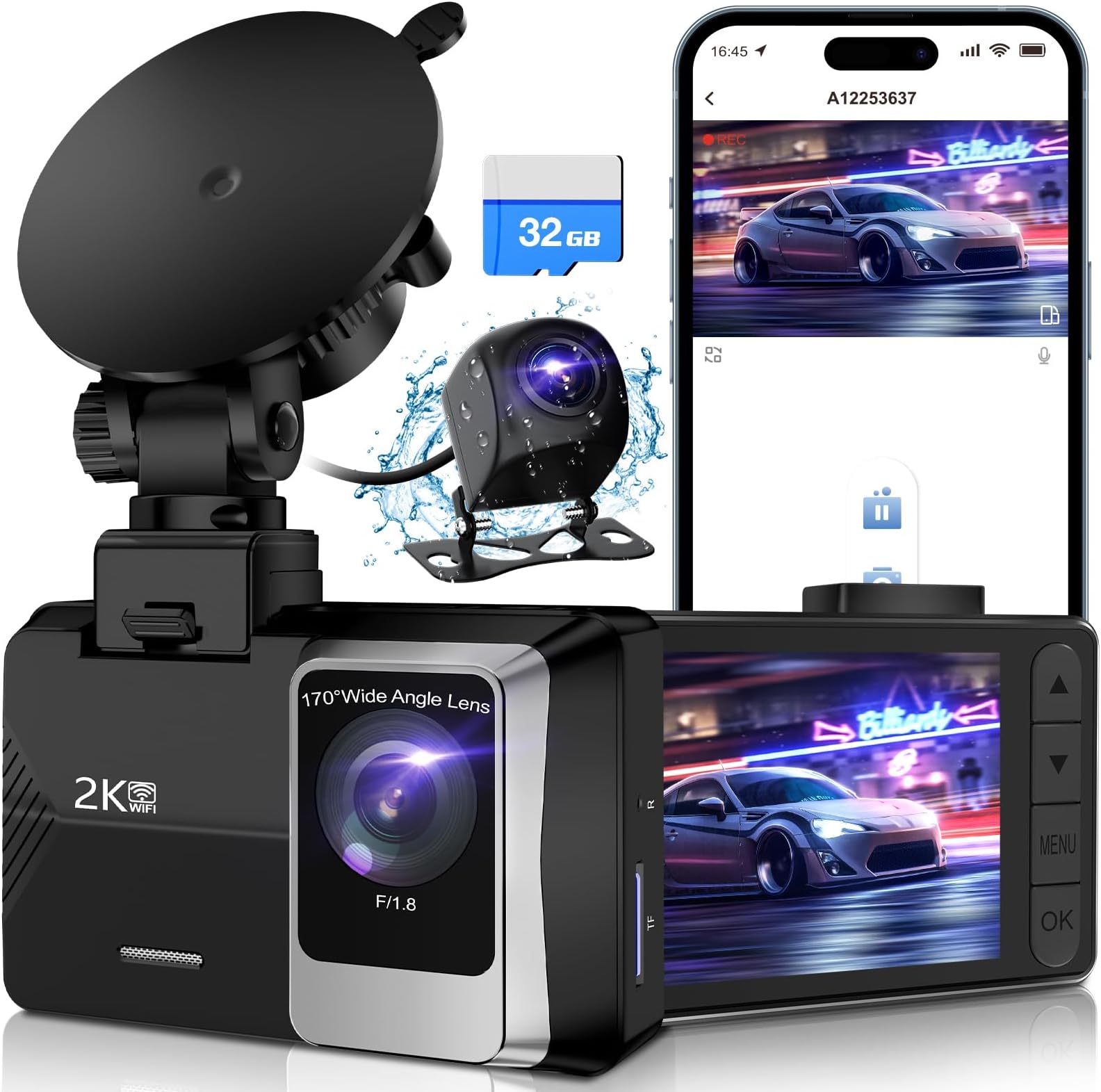 Amazon.com : Dash Cam Front and Rear Inside, 3 Channel Dash Camera for ...