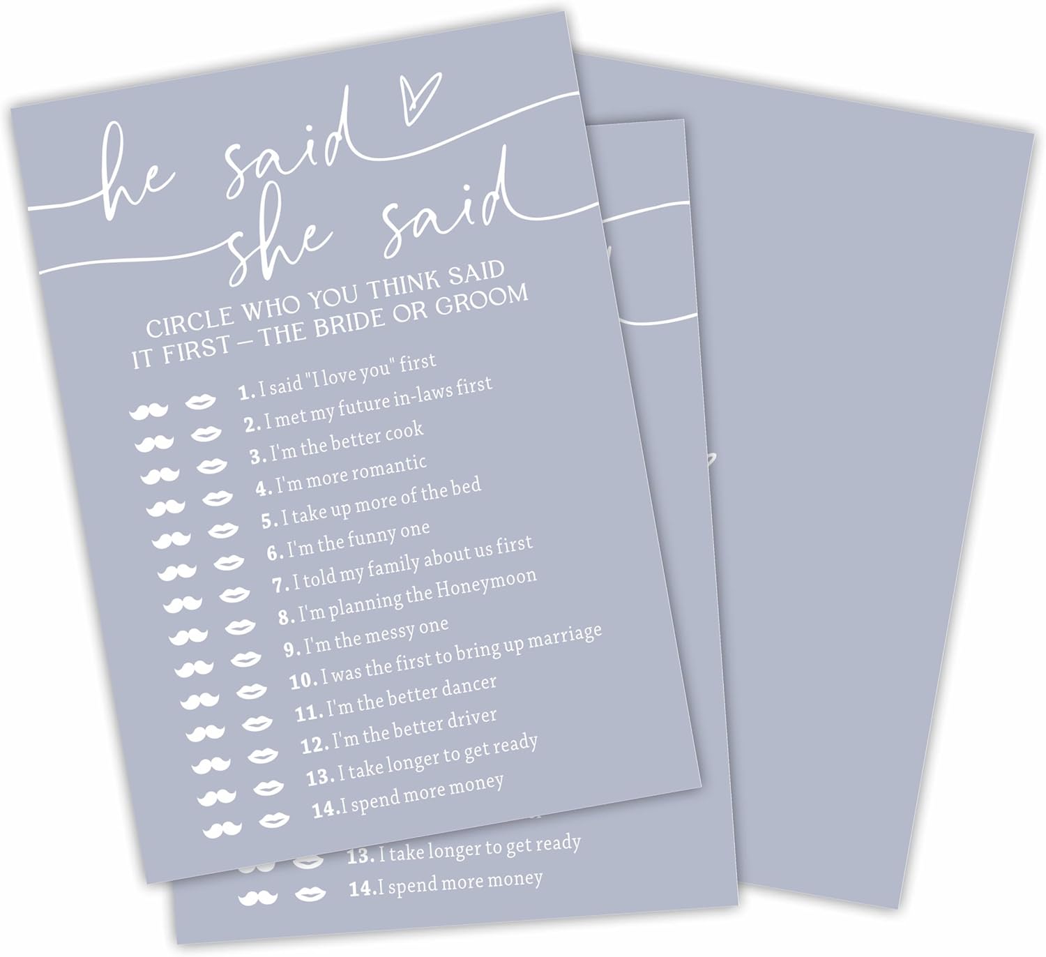 Amazon.com: YKYENR He Said She Said Game Cards for Bridal Shower(30 Pcs ...