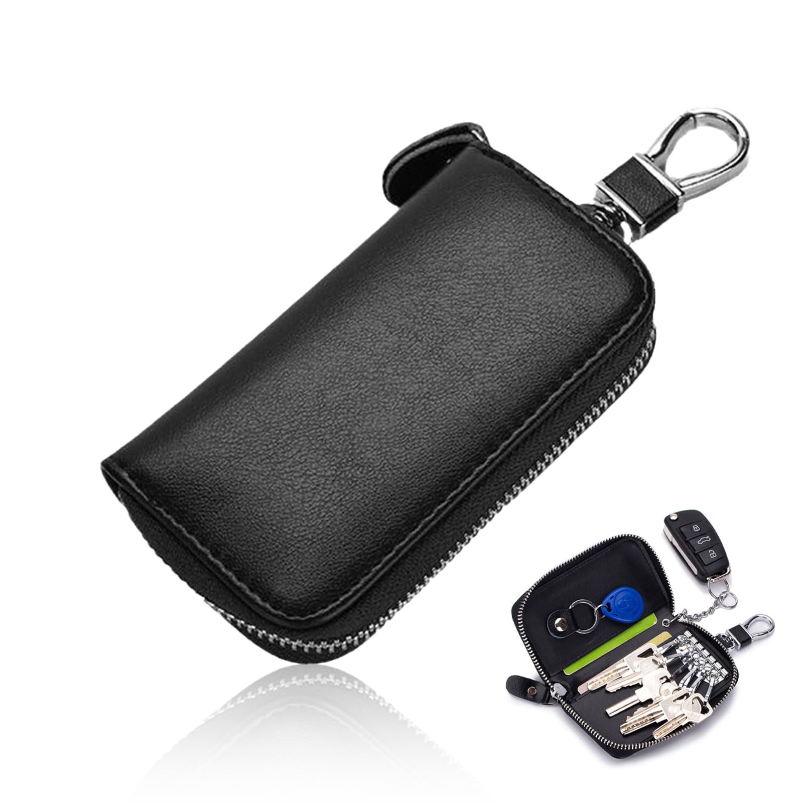 UAIAGM Pocket Key Holder Unisex Premium Leather Car Key Case with 6 ...