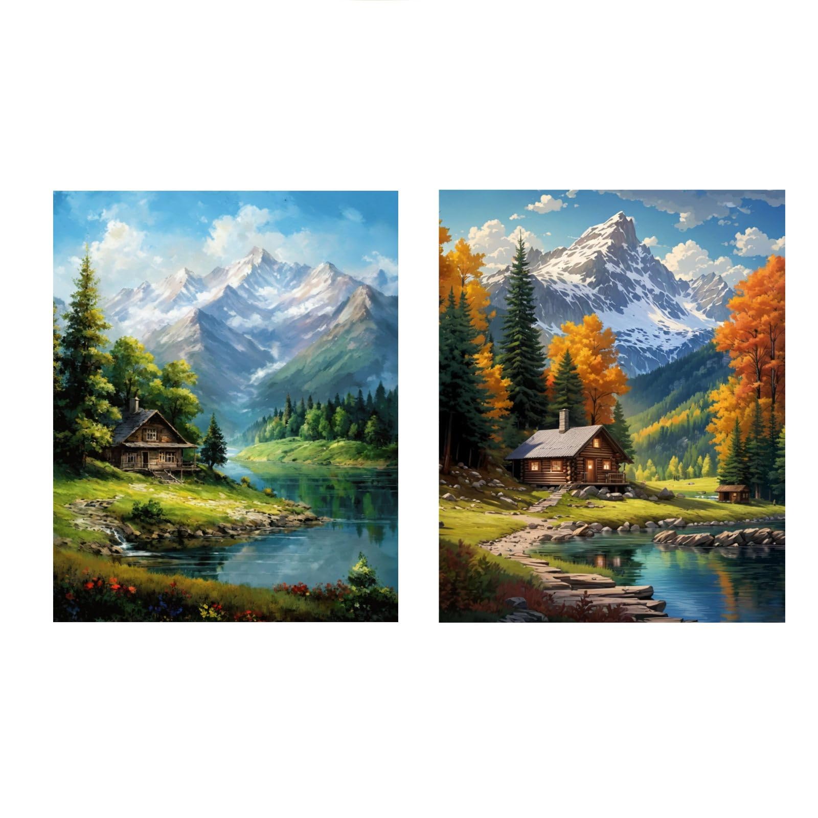 Amazon.com: 2 Pack Mountain Paint By Numbers Kit For Adults Landscape ...