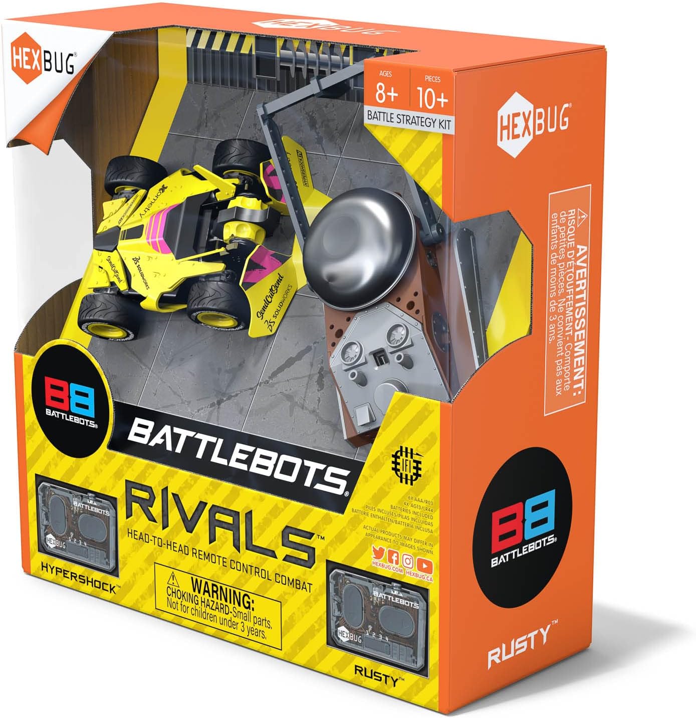 BattleBots Rivals Rusty and Hypershock – One-Touch Top Tred Toys