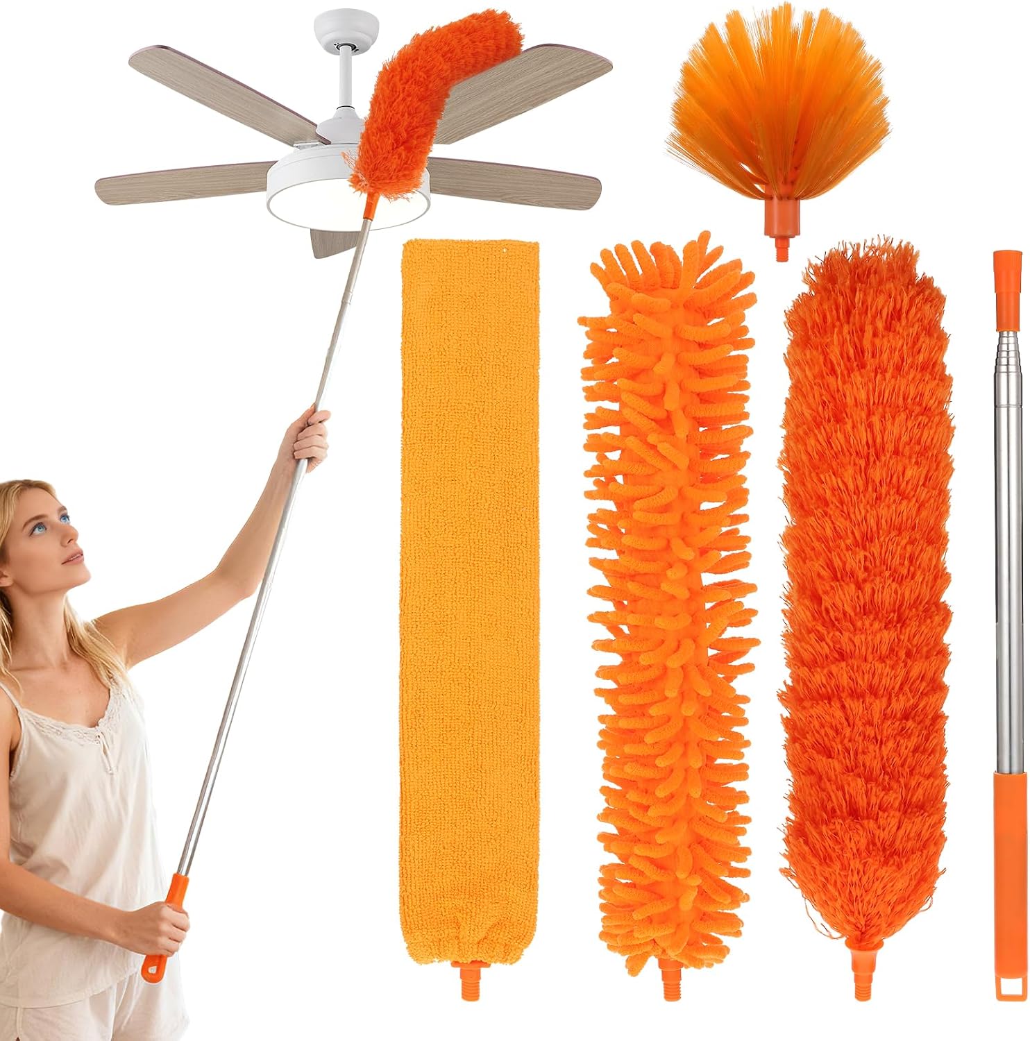 Amazon.com: Ckhoid Cobweb Duster with Extension Pole, 4-in-1 Washable ...