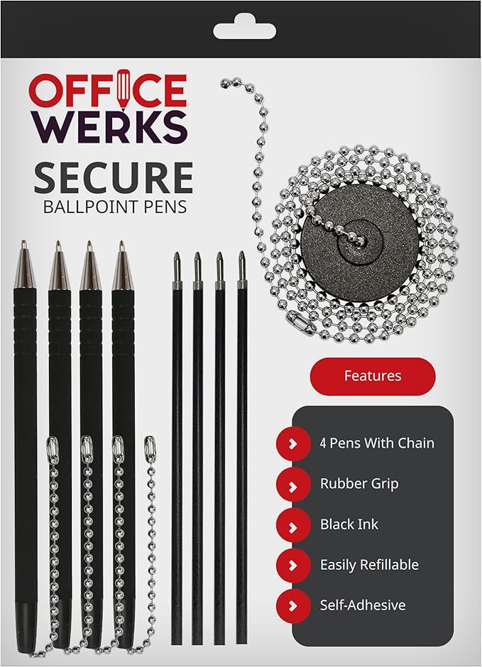 Secure Pen With Chain And Office Pen Holder Adhesive, Reception Counter ...