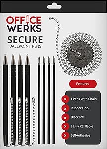 Secure Pen With Chain And Office Pen Holder Adhesive, Reception Counter ...