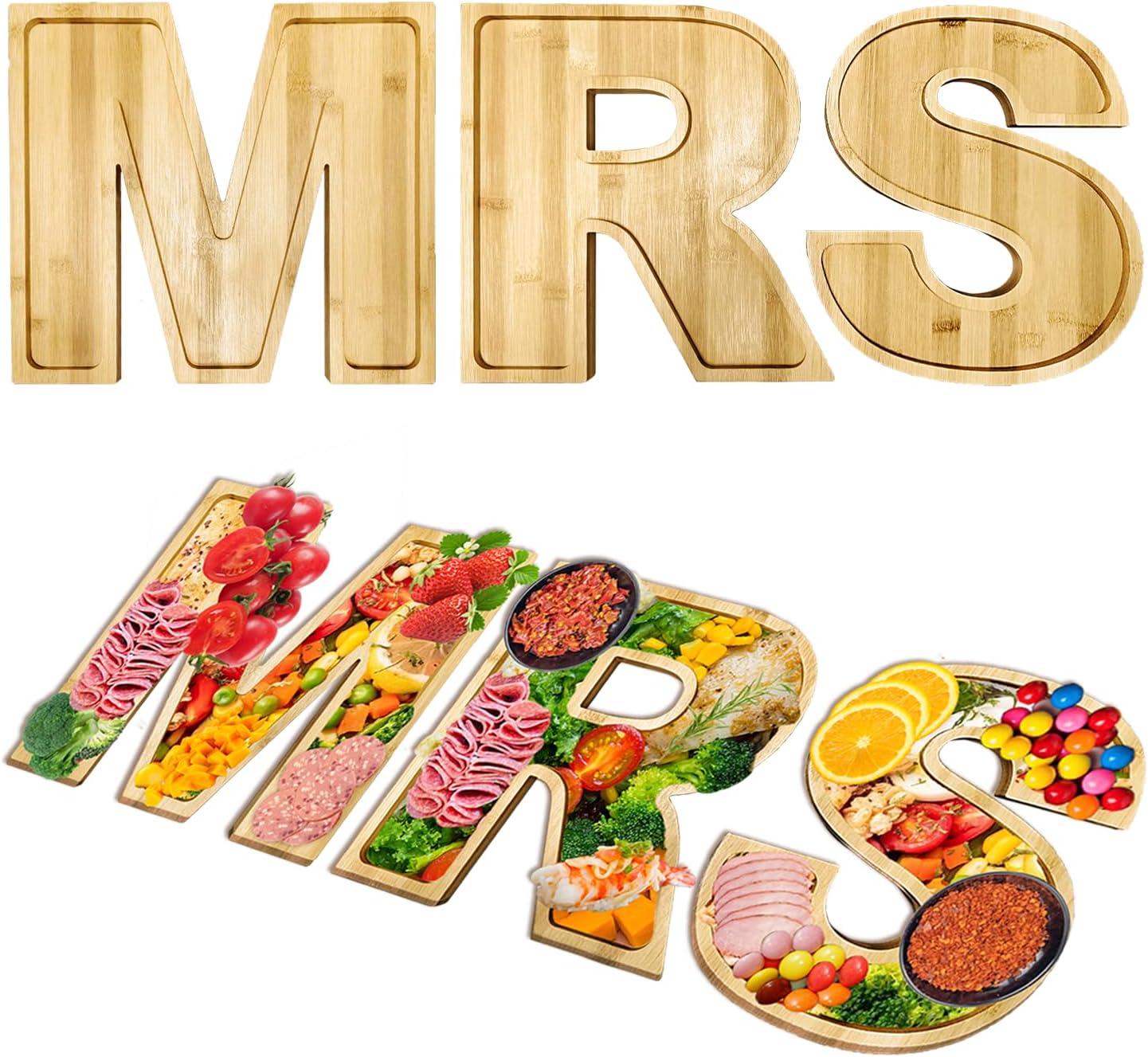 Amazon.com: Wooden Charcuterie Boards, MRS Shaped Wood Serving Tray ...