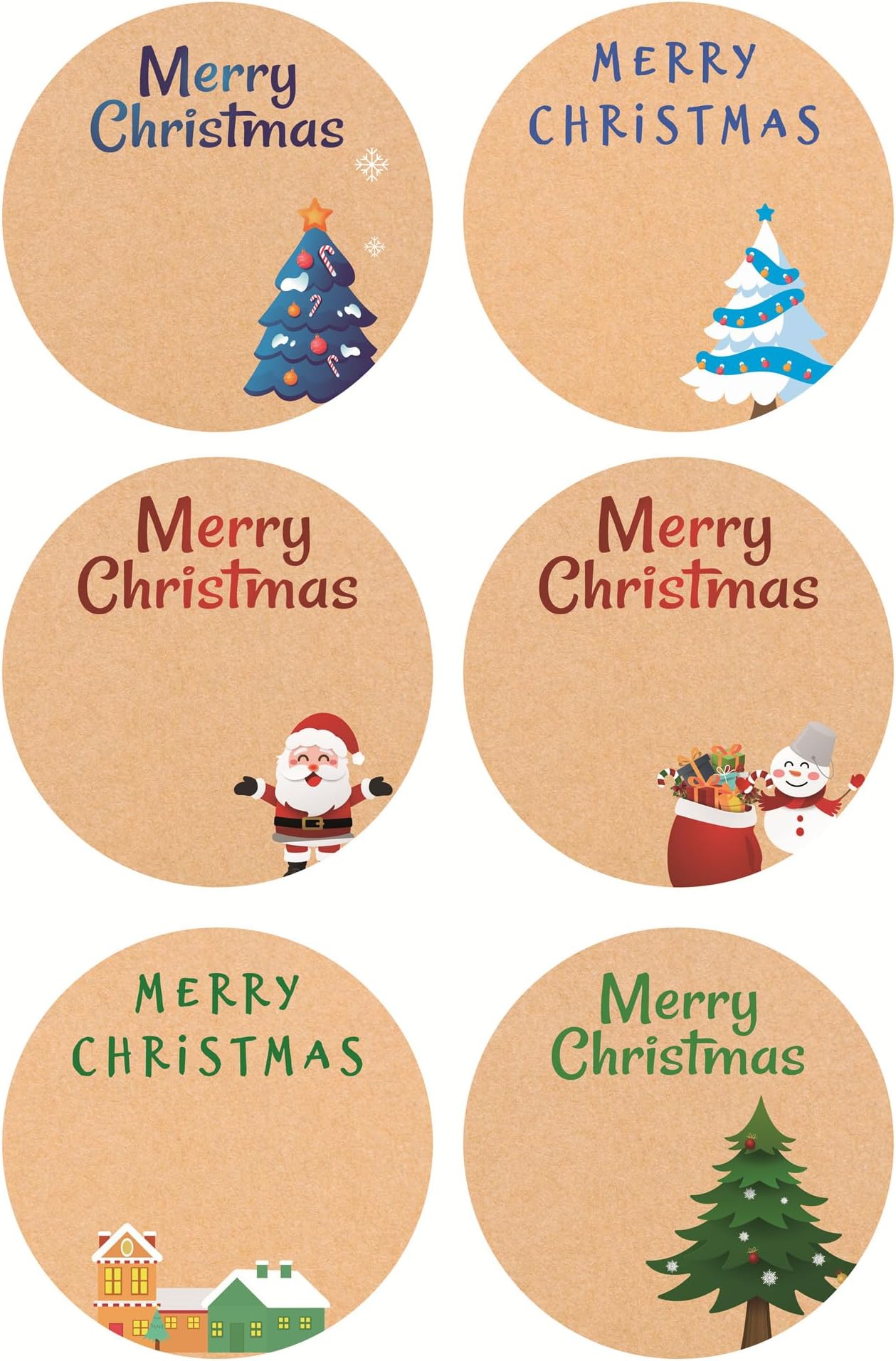 Amazon.com: Christmas Sticker,2 inch150pcs 6 Designs Merry Christmas ...