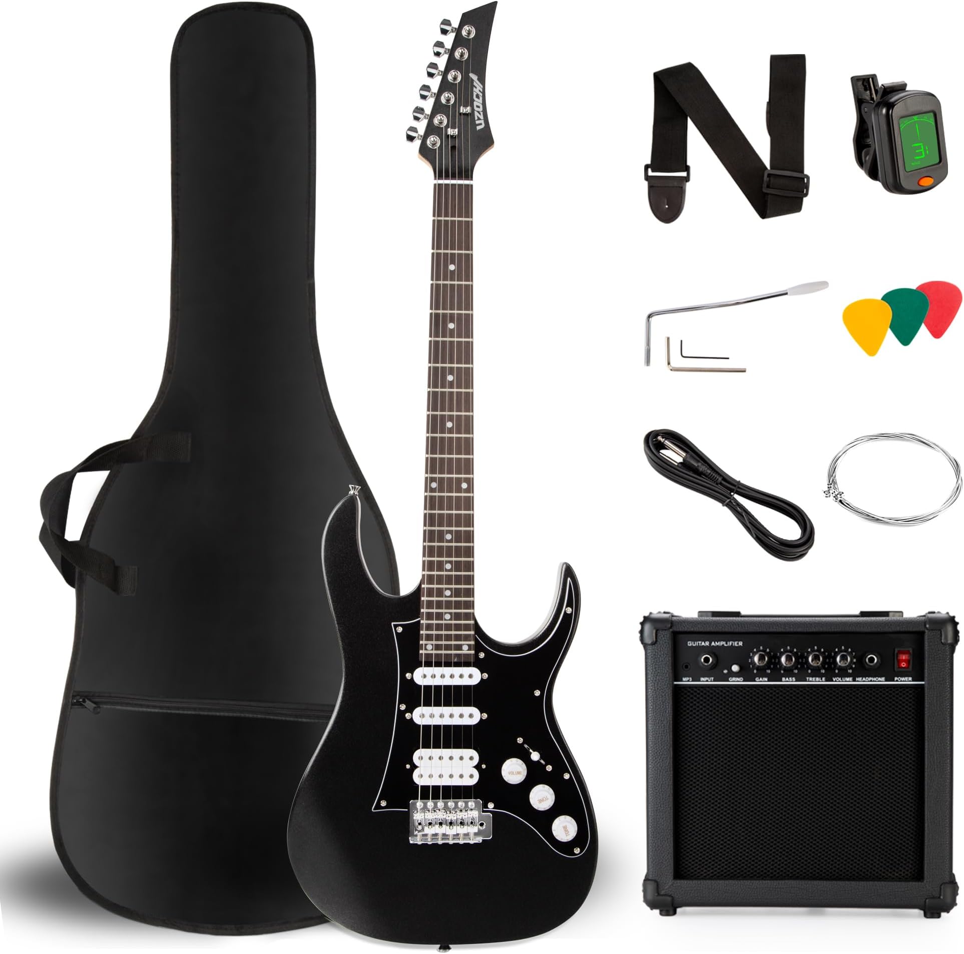Amazon.com: 39 Inch Full Size Electric Guitar Beginner Starter Kit w ...