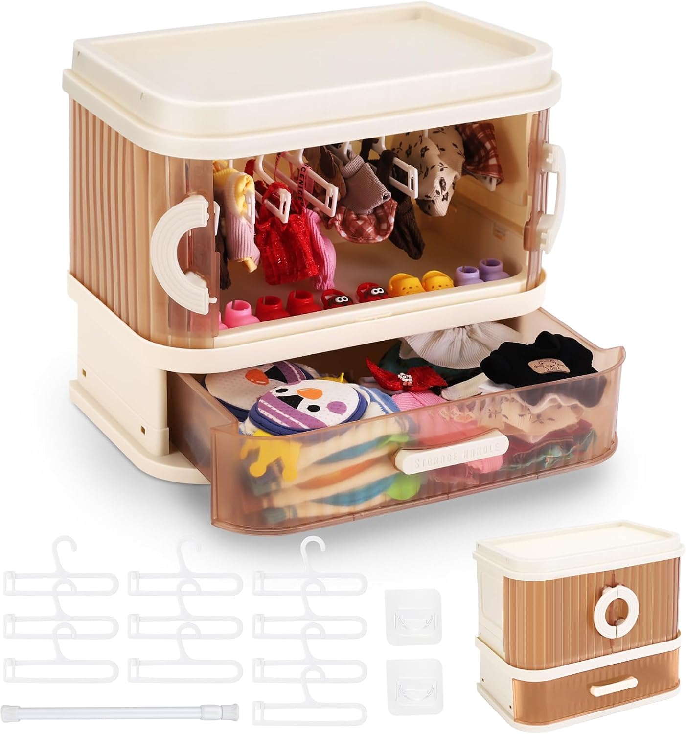 Amazon.com: Foldable Doll Wardrobe Closet for Labubu Clothes with 10 ...