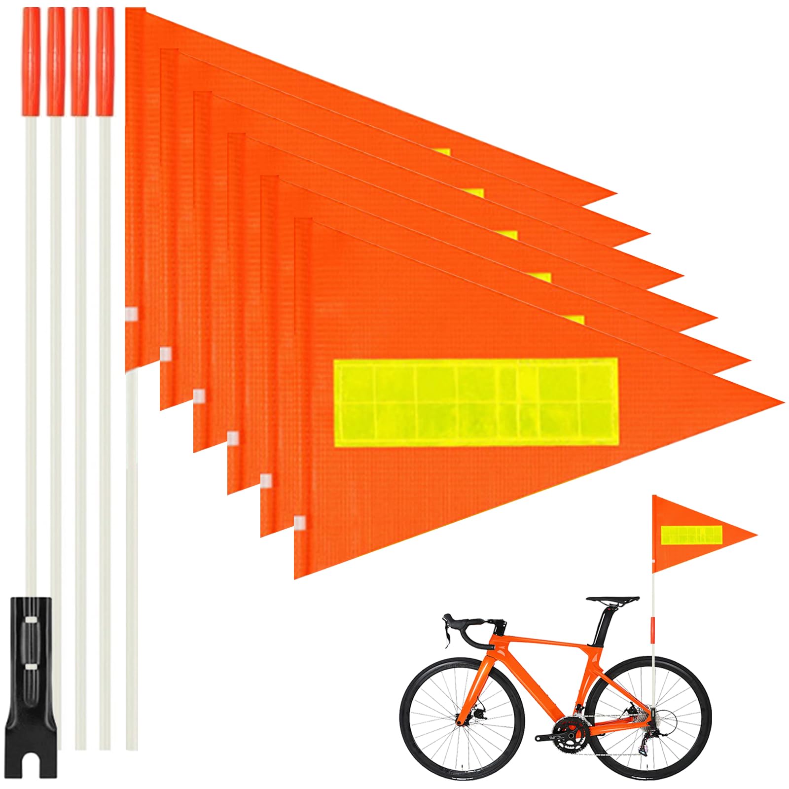 Amazon.com : Kabcifea 6PCS Orange Bike Safety Flag,Bike Flag with Pole ...