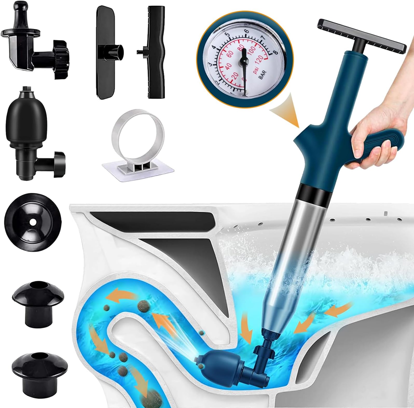 PLUNGE BLASTER Toilet Plunger,High Pressure Air Drainage Injector ...