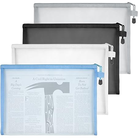 Wisdompro A4 PVC Thick Zip File Bags, Zip Lock Wallets Zipper Pouches ...