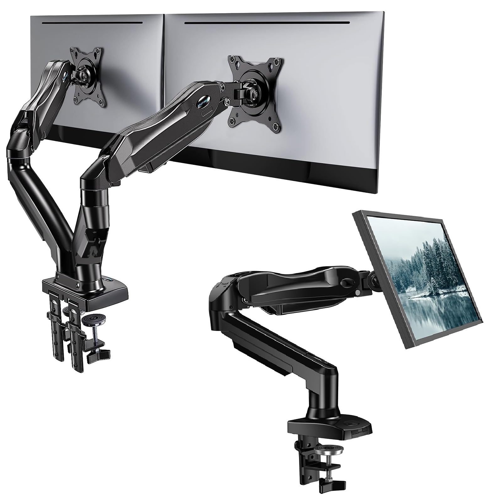 Amazon.com: HUANUO Dual Monitor Stand & HUANUO Single Monitor Mount ...