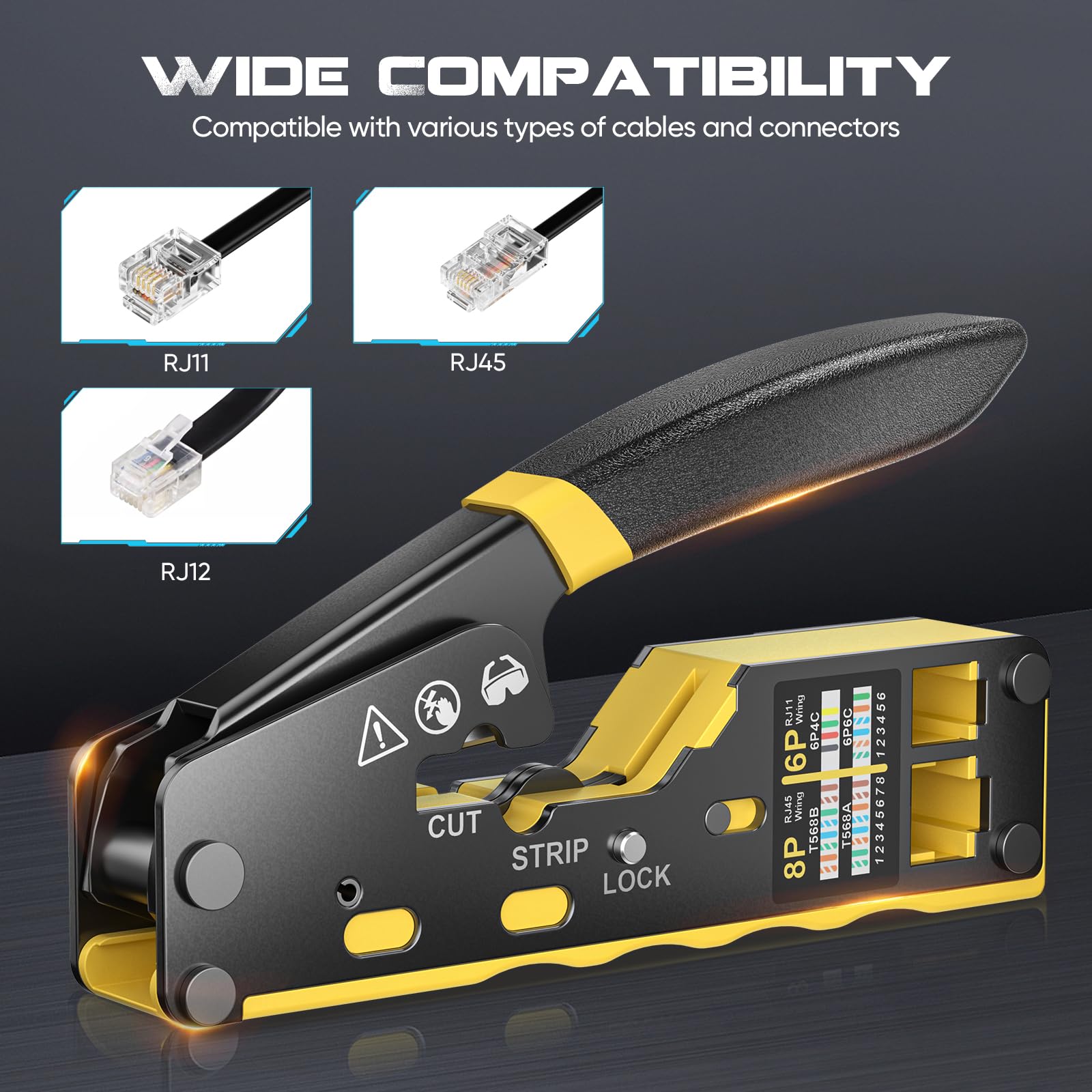 RJ45 Crimp Tool Kit, 3-in-1 Straight Ethernet Crimper Set, RJ45 Crimp ...