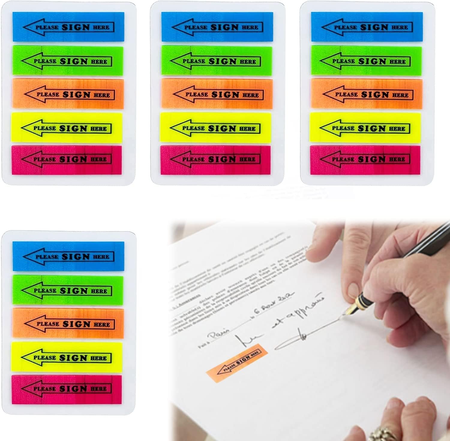 Amazon.com : 600 PCS Sign Here Stickers,5 Color Easy to Post ...