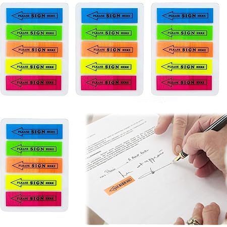 Amazon.com : 600 PCS Sign Here Stickers,5 Color Easy to Post ...