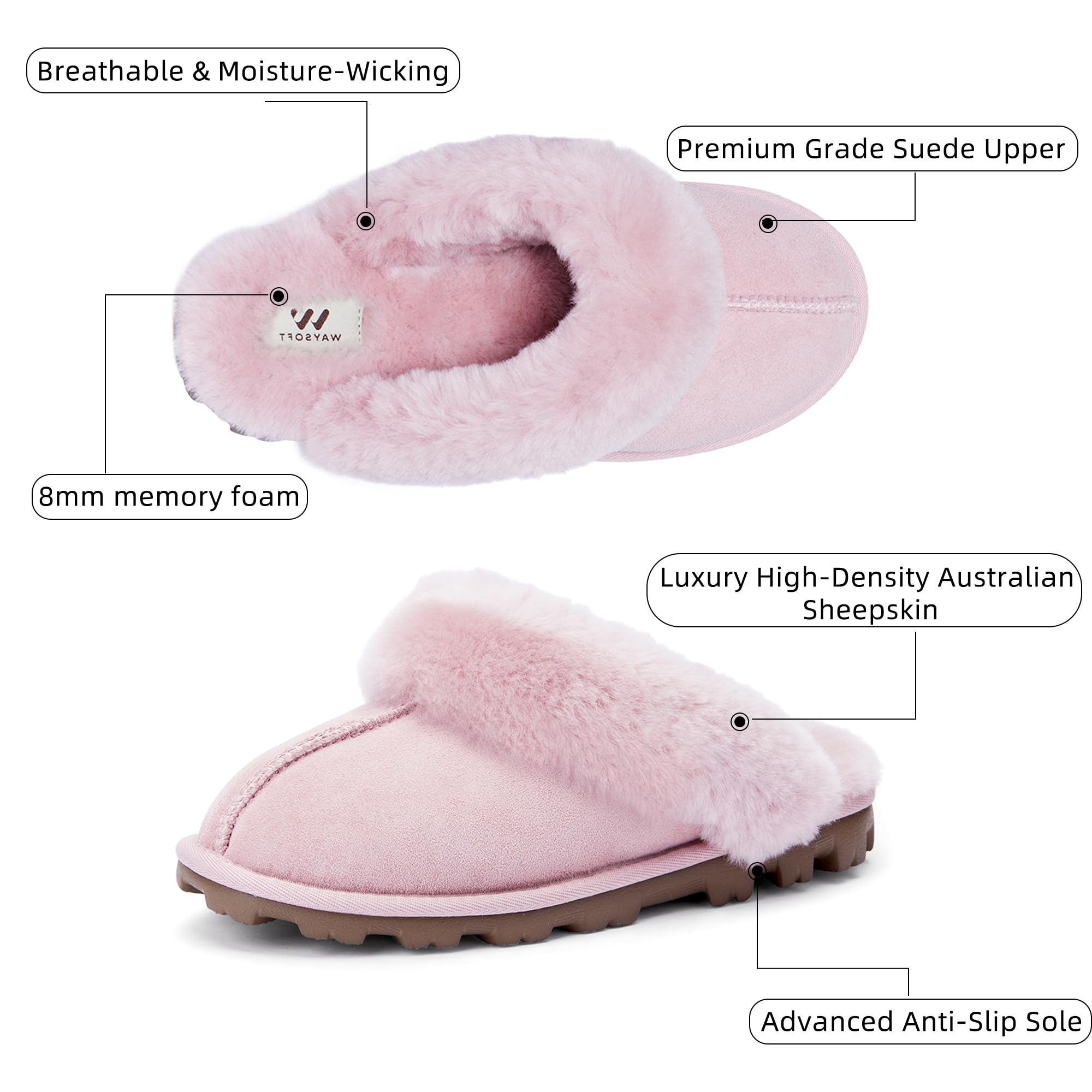 Snapklik.com : WaySoft Womens Genuine Australian Sheepskin Slippers