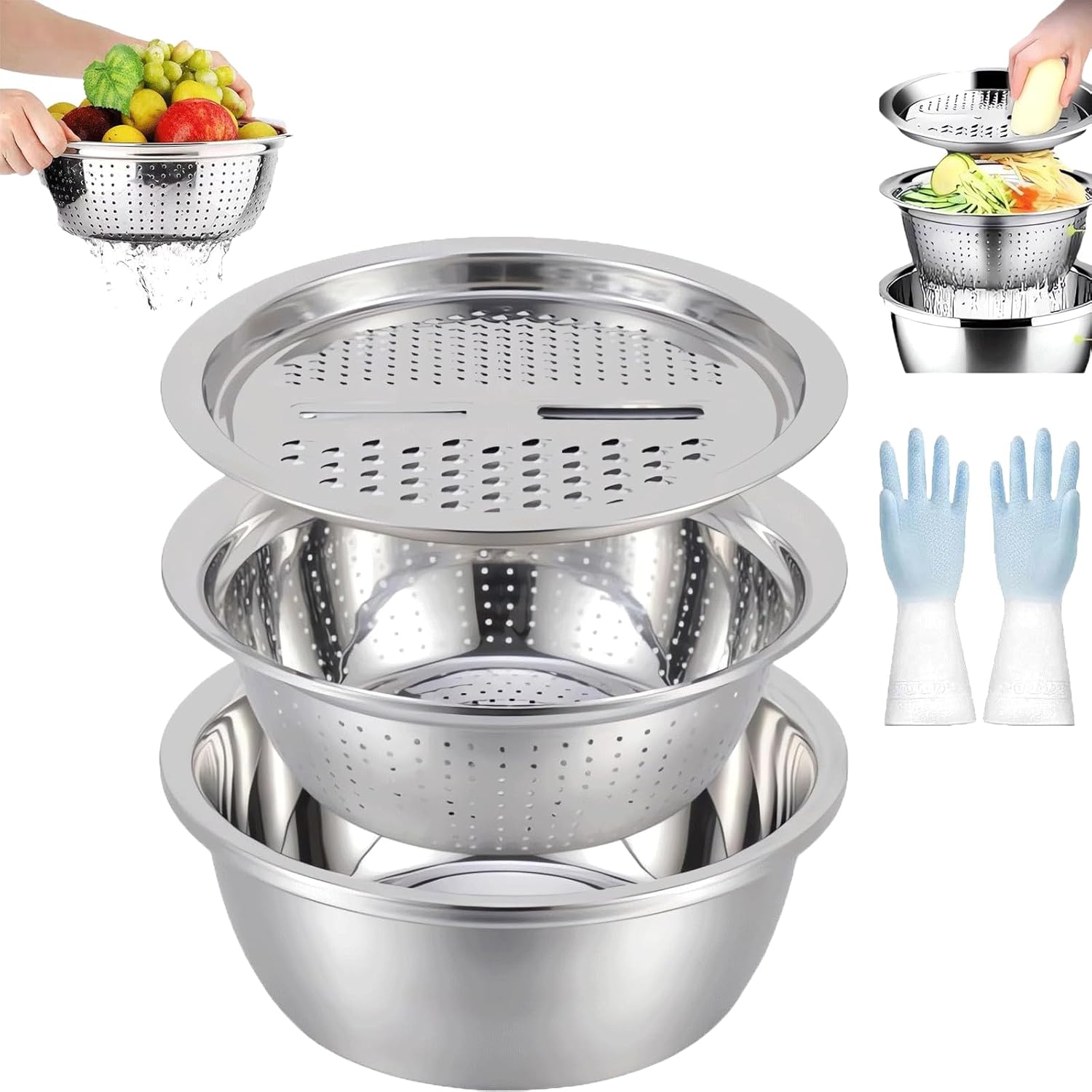 Amazon.com: Germany Multifunctional Stainless Steel Basin,Colander ...