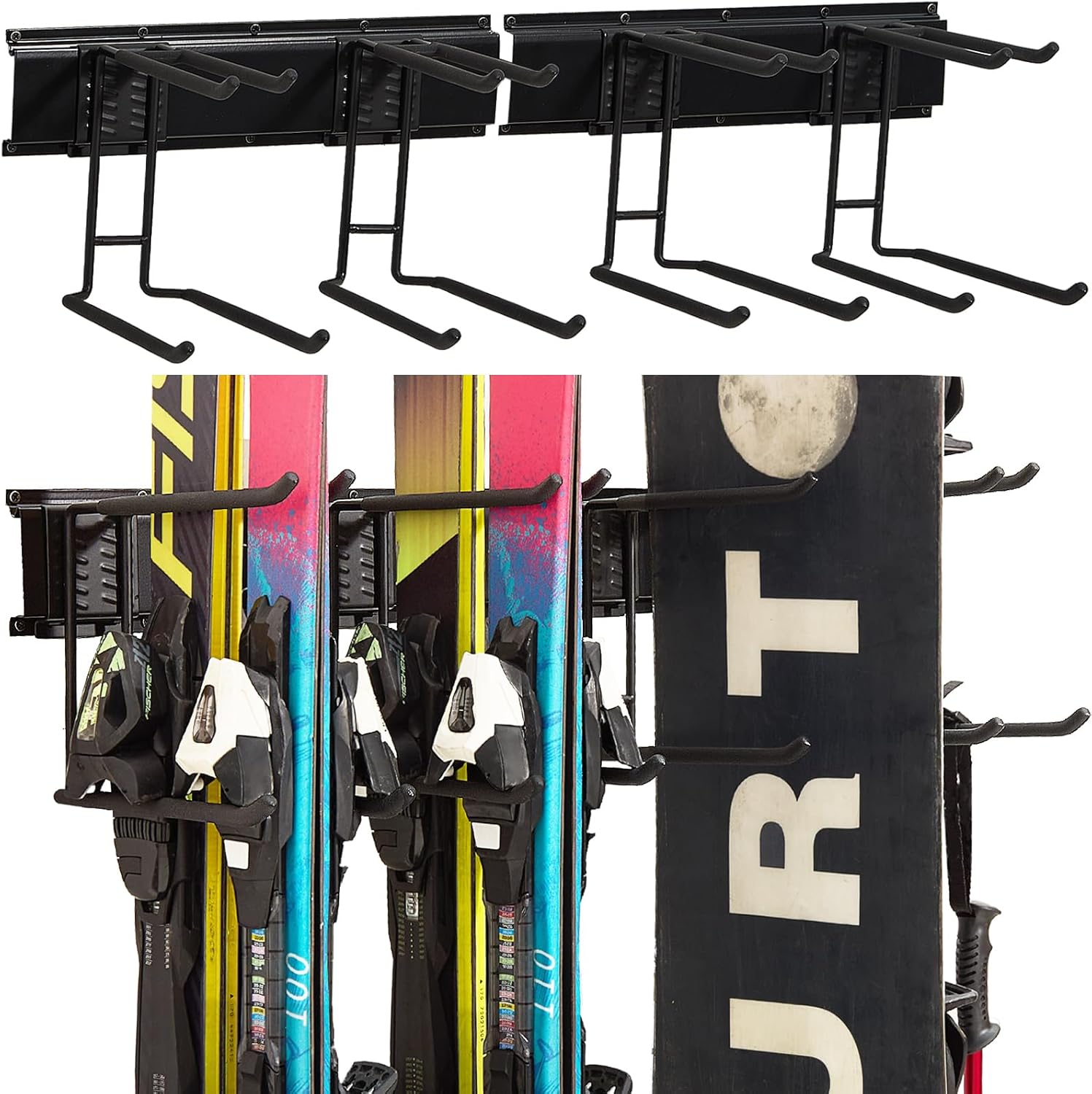 Amazon.com: Ski Rack Wall Mount, Ski Holders for Wall, Holds Up to 8 ...