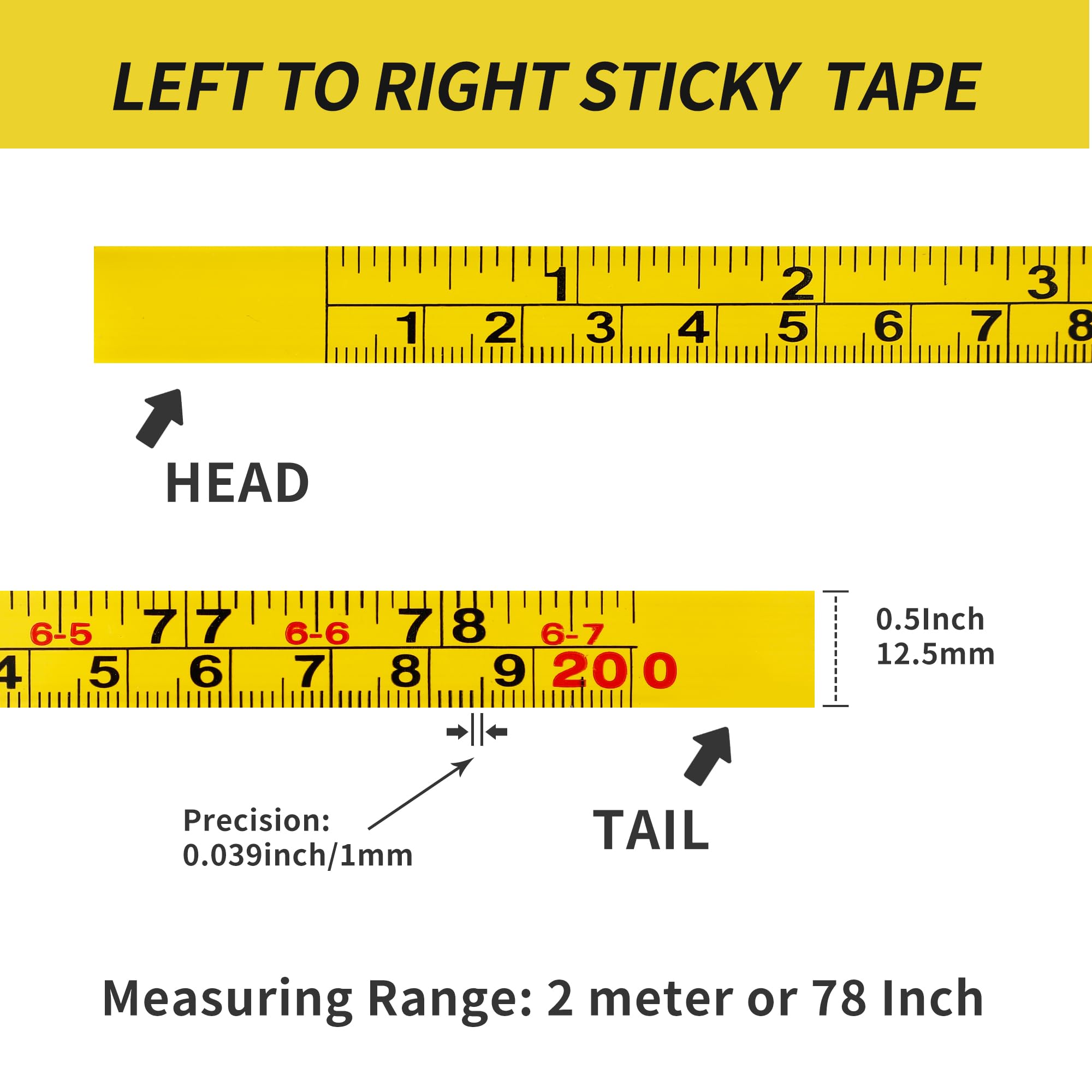 Snapklik.com : 2Pcs Steel Self-Adhesive Measuring Tape, Imperial ...