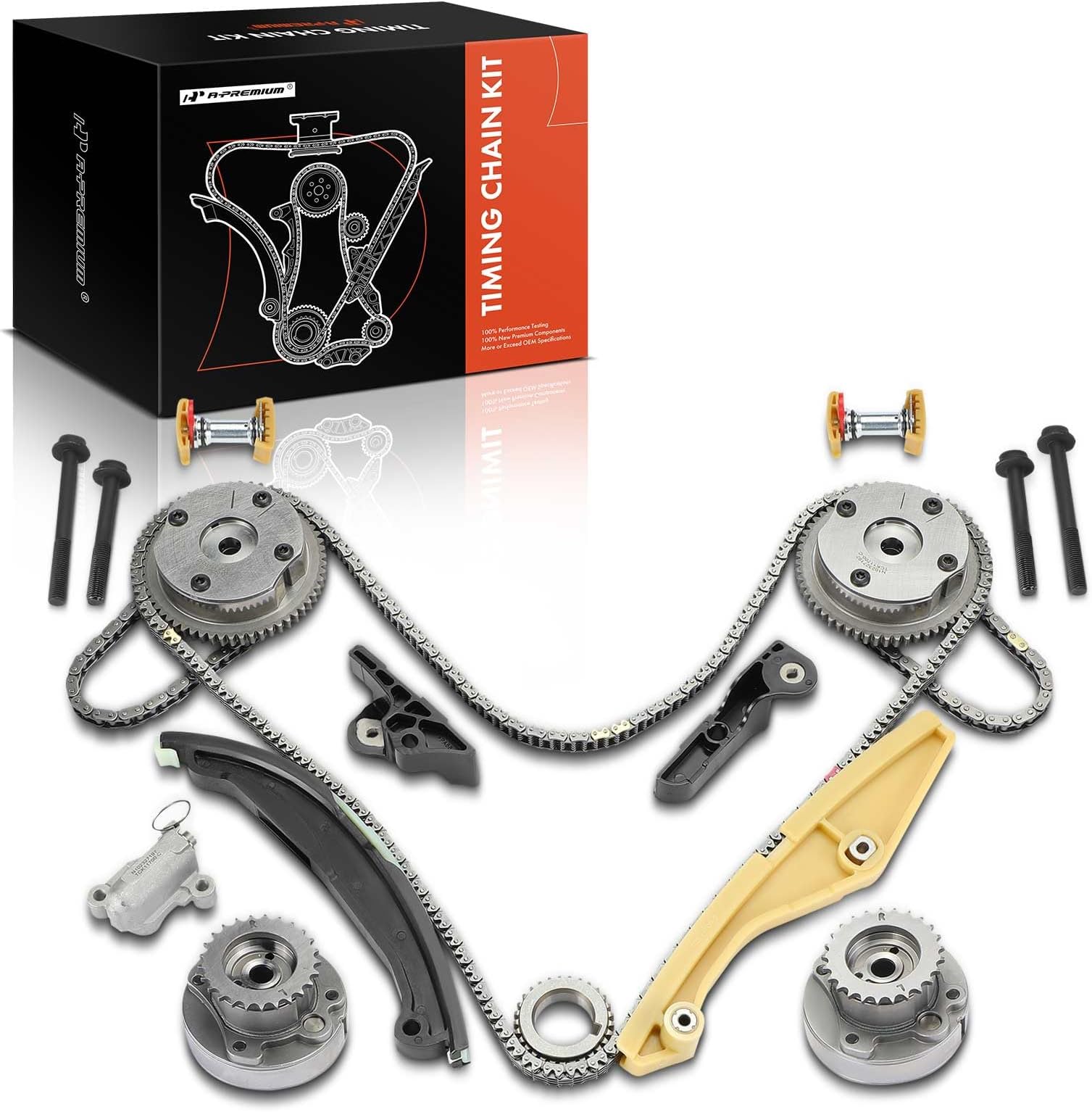 A-Premium 15PCS Engine Timing Chain Kit W/Sprocket & Tensioner & Guide ...
