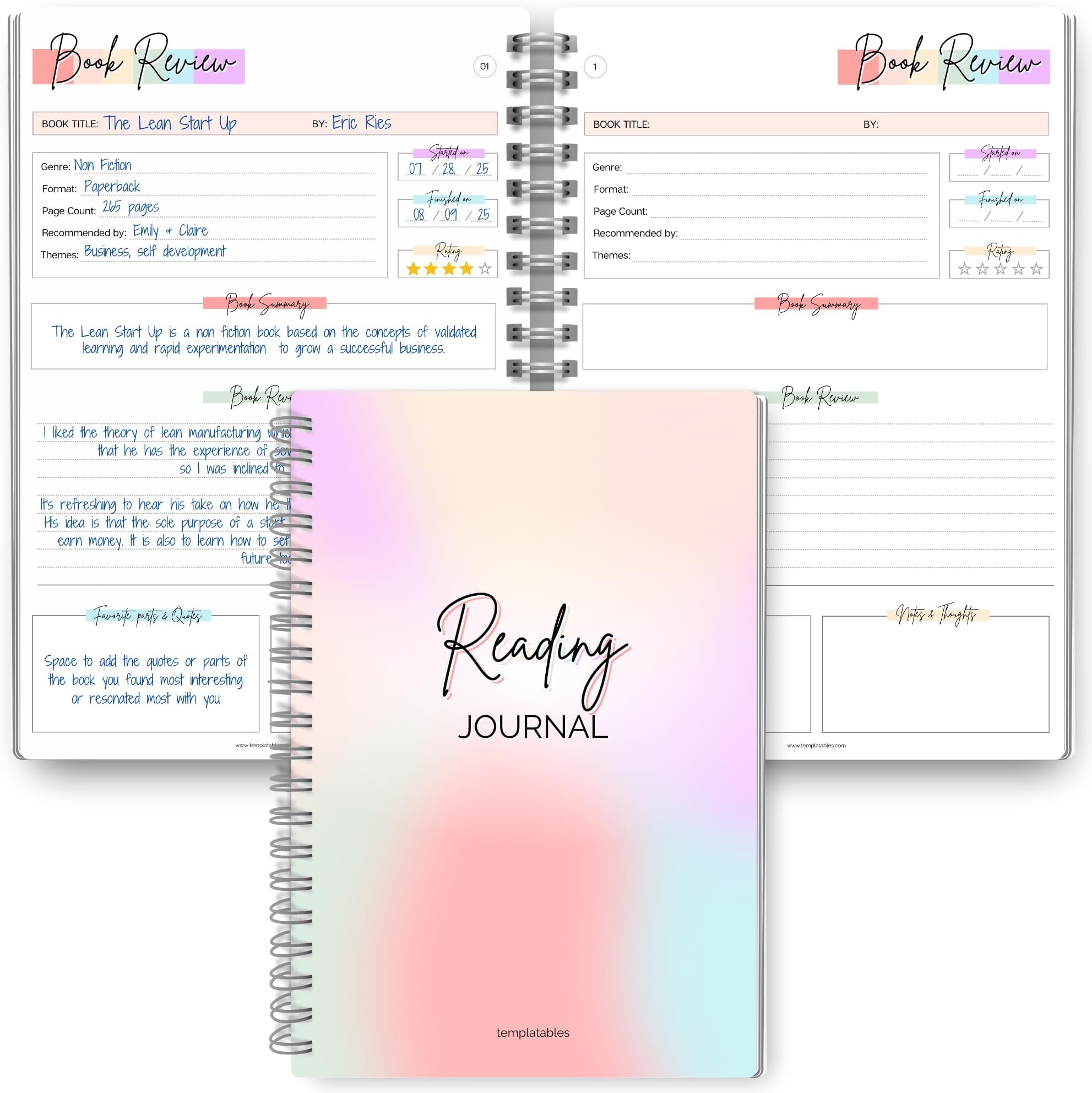 Amazon.com : Reading Journal for Book Lovers | Log Book to Summarize ...