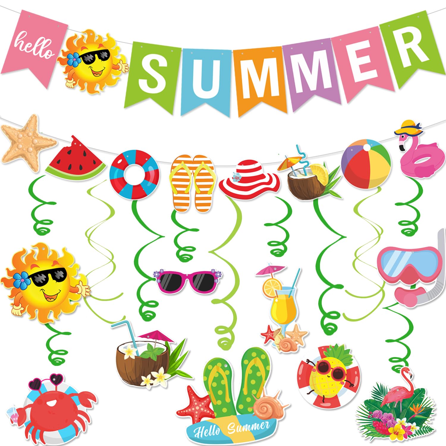 Snapklik.com : Summer Party Decorations Colorful Hello Summer Banner ...