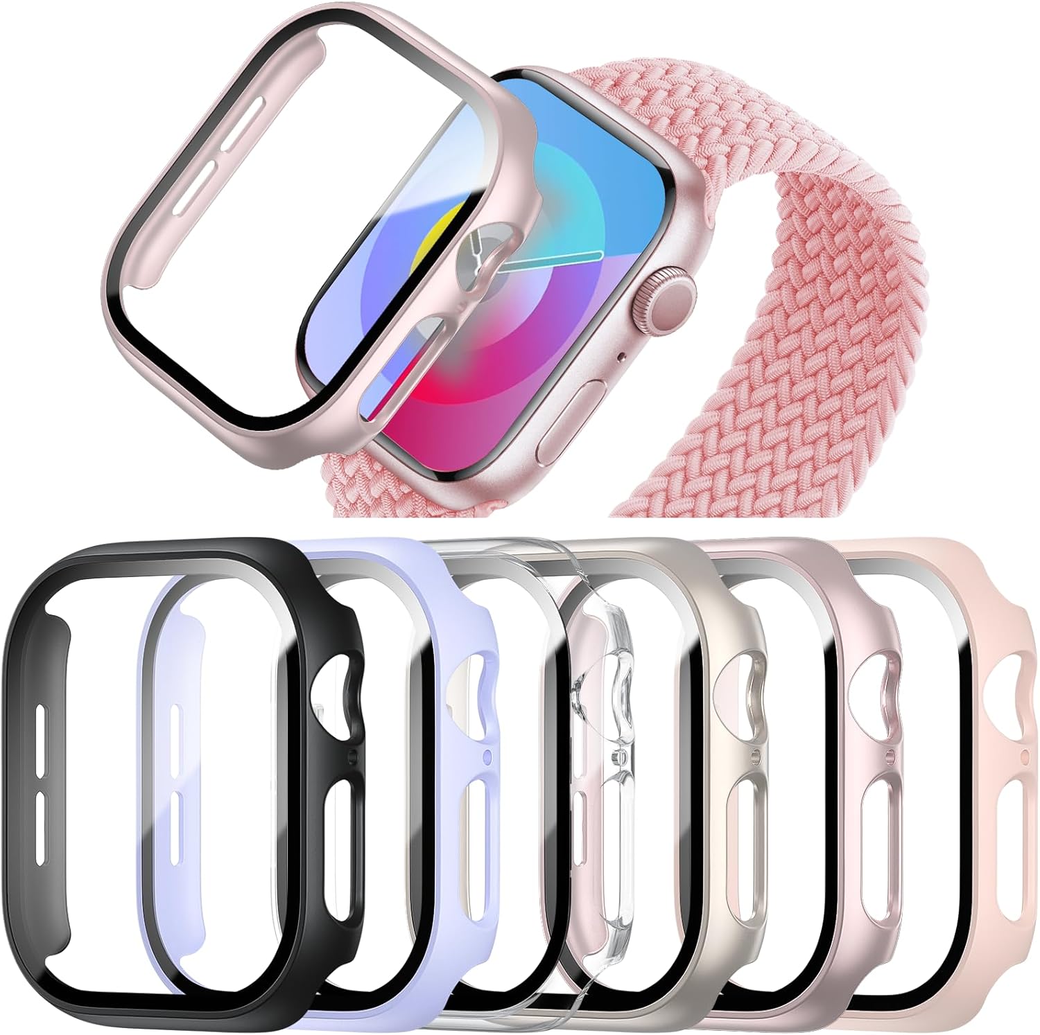 Amazon.com: 6 Pack Case for Apple Watch Series 10 42mm with Tempered ...